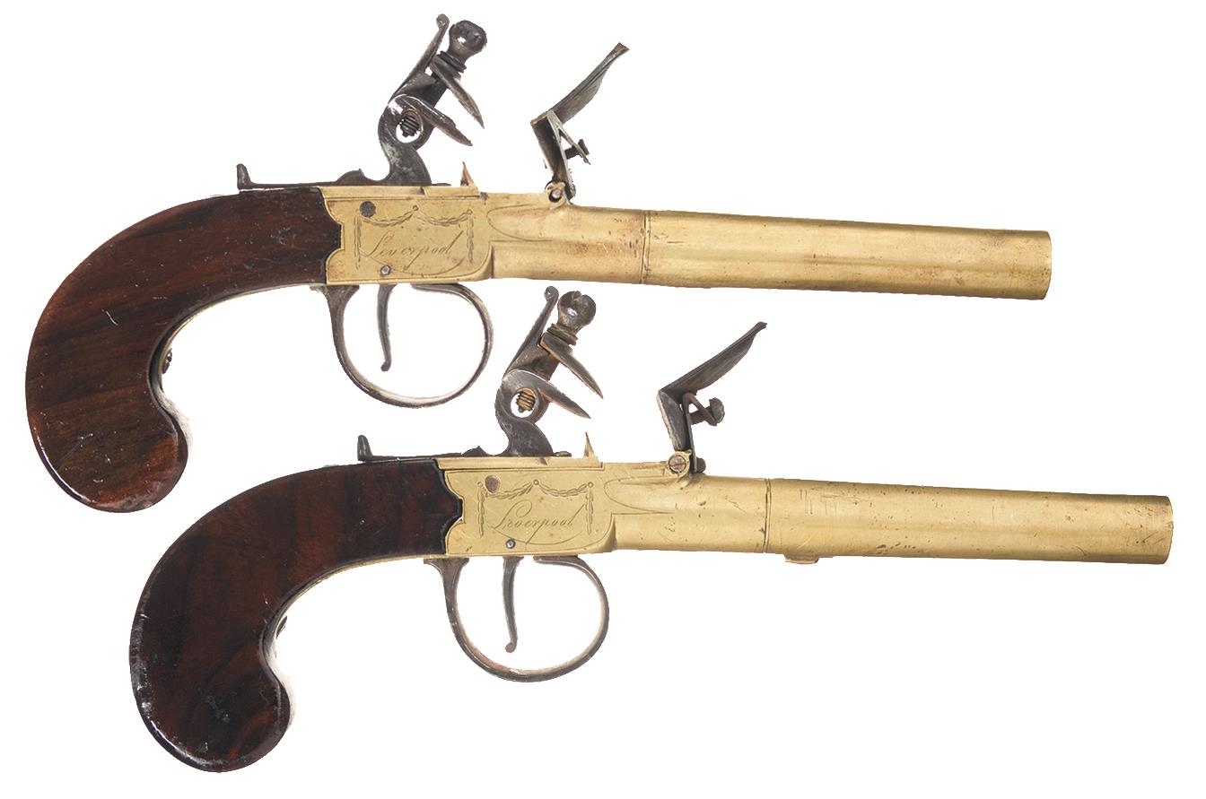 Pair of Elias Joseph Liverpool Marked Brass Flintlock Screw Barr | Rock ...