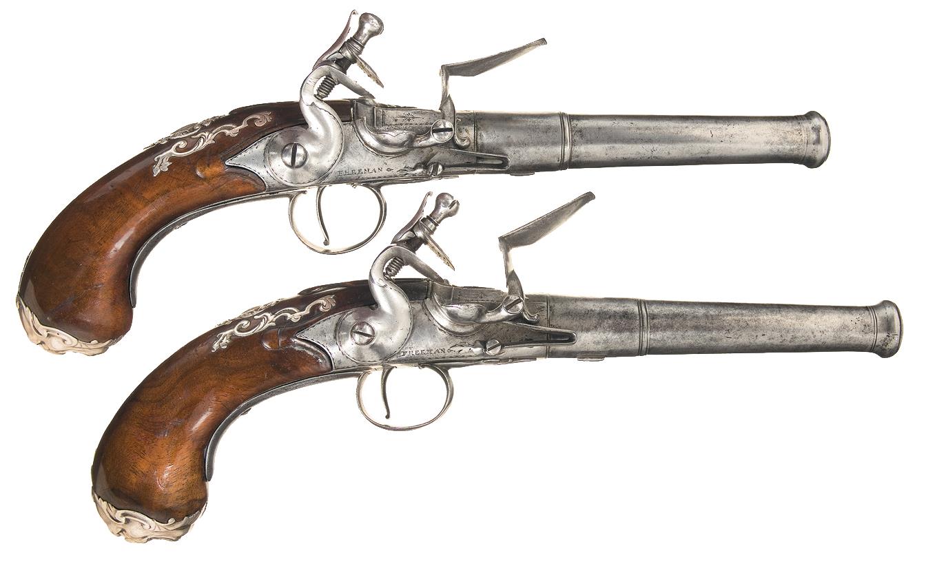 Pair of Freeman Queen Anne Flintlock Pistols | Rock Island Auction