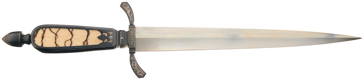 Engraved and Inlaid Ronald A. Frazier Dagger with Stone Handle P | Rock ...