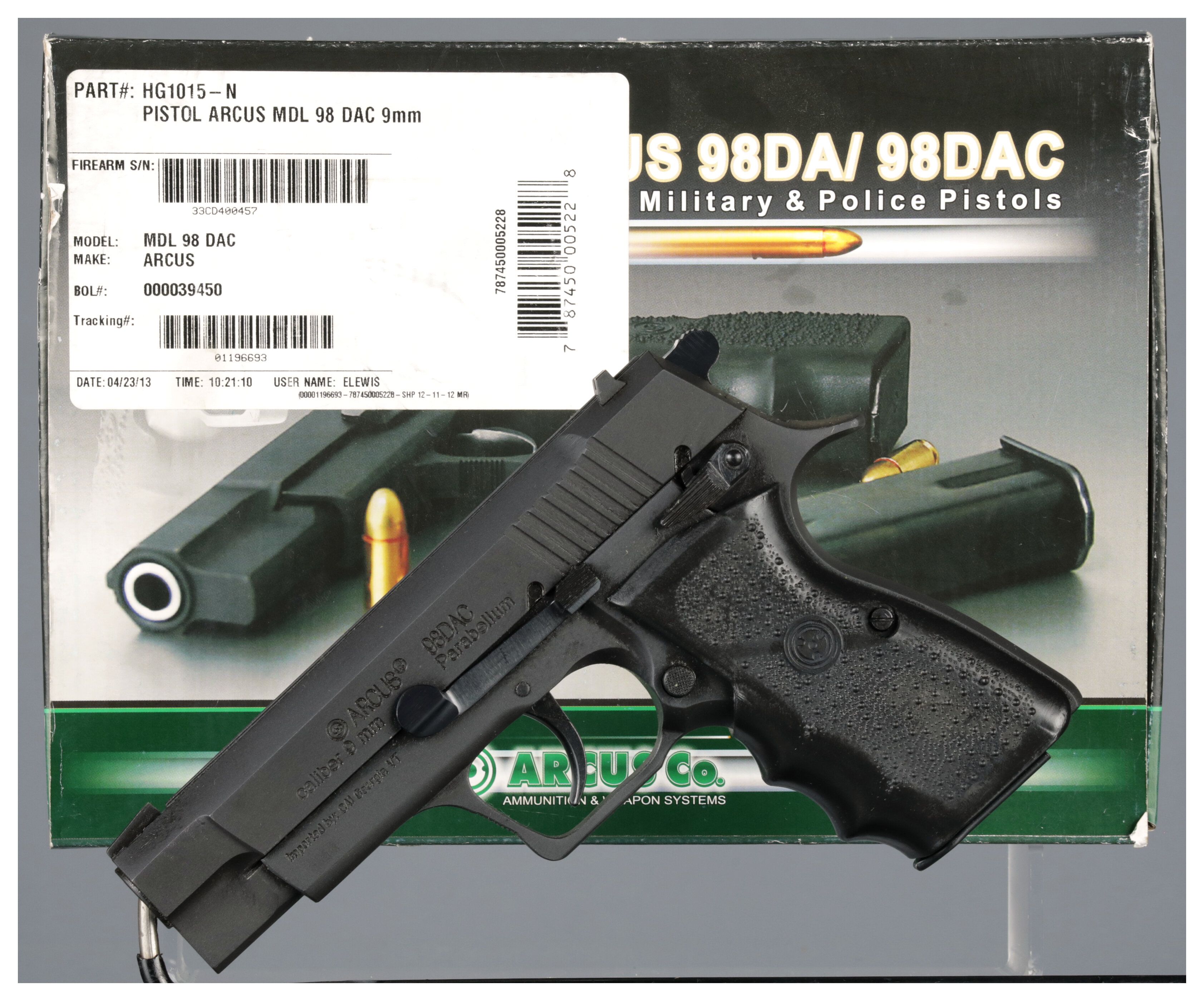 ARCUS 98DAC Semi-Automatic Pistol with Box | Rock Island Auction