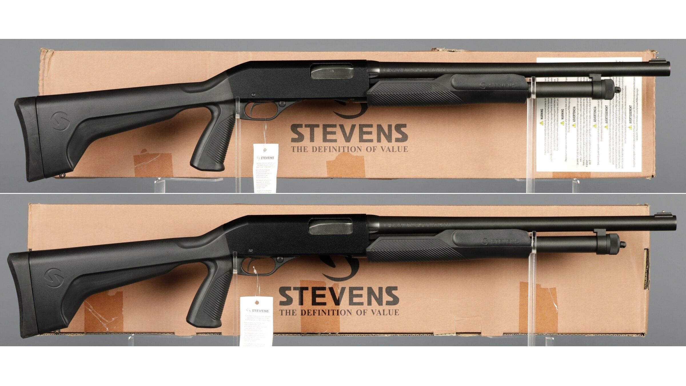 Two Savage Stevens 320 Slide Action Shotguns with Boxes | Rock Island ...