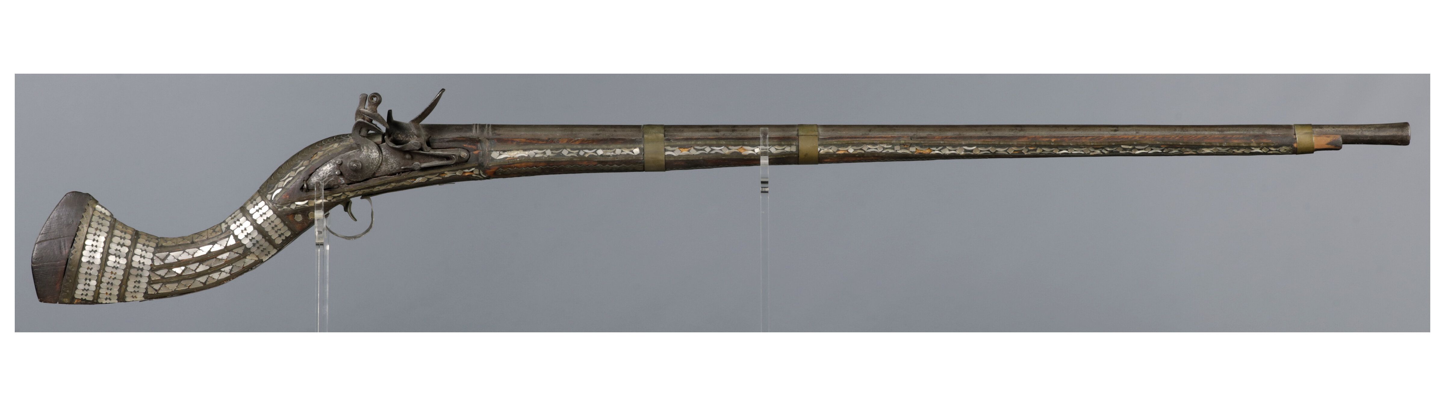 Unmarked Jezzail Flintlock Musket with Inlaid Stock | Rock Island Auction