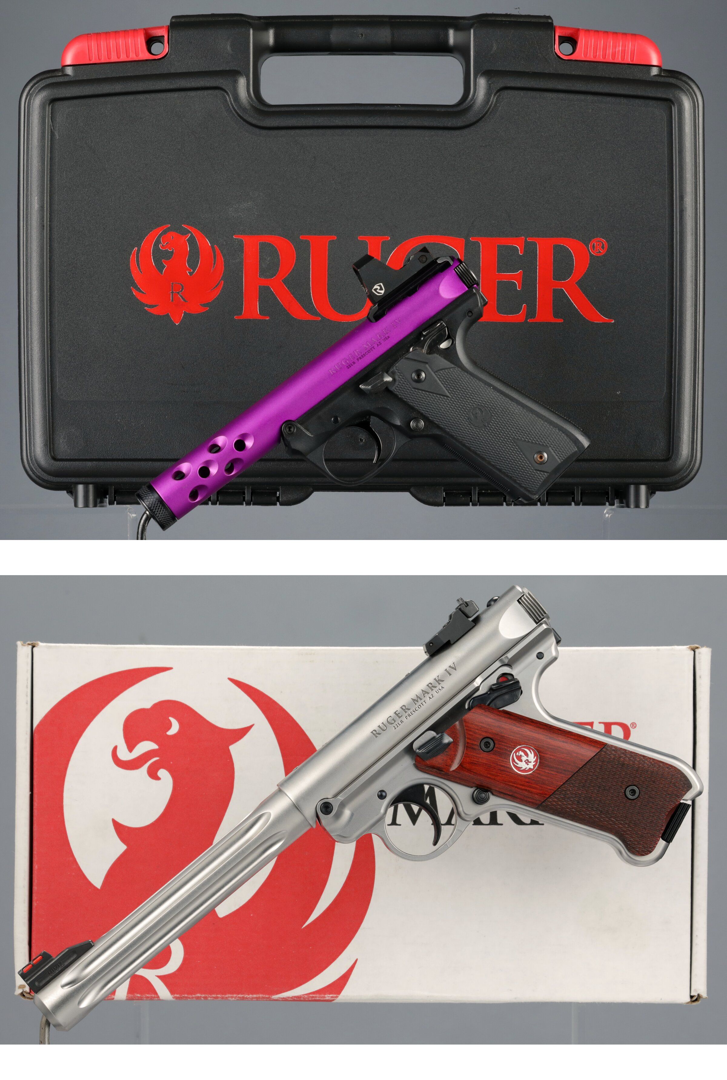 Two Ruger Semi-Automatic Rimfire Pistols with Boxes | Rock Island Auction