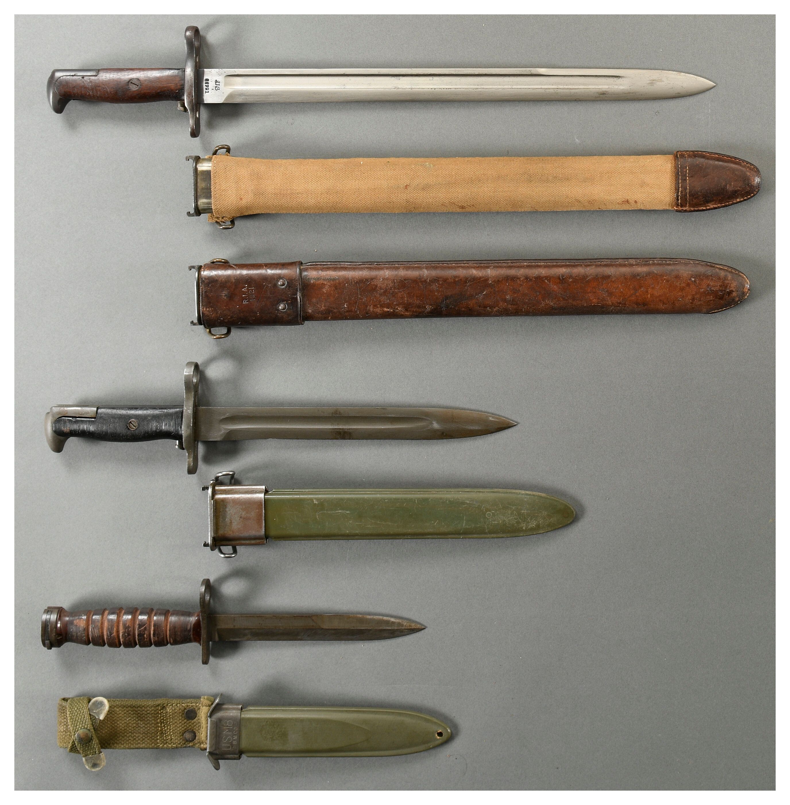 Three American Bayonets with Sheaths | Rock Island Auction