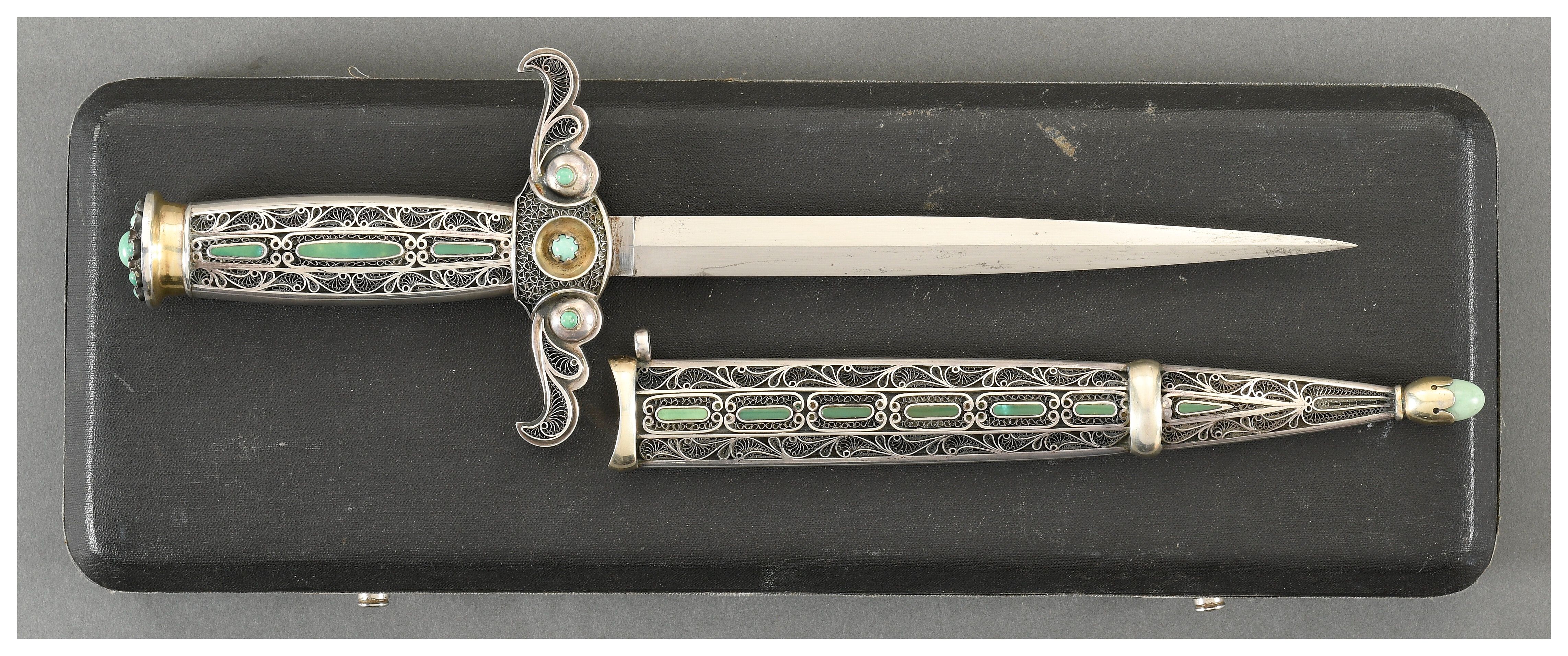 Ornate Stone Decorated Dagger with Case | Rock Island Auction
