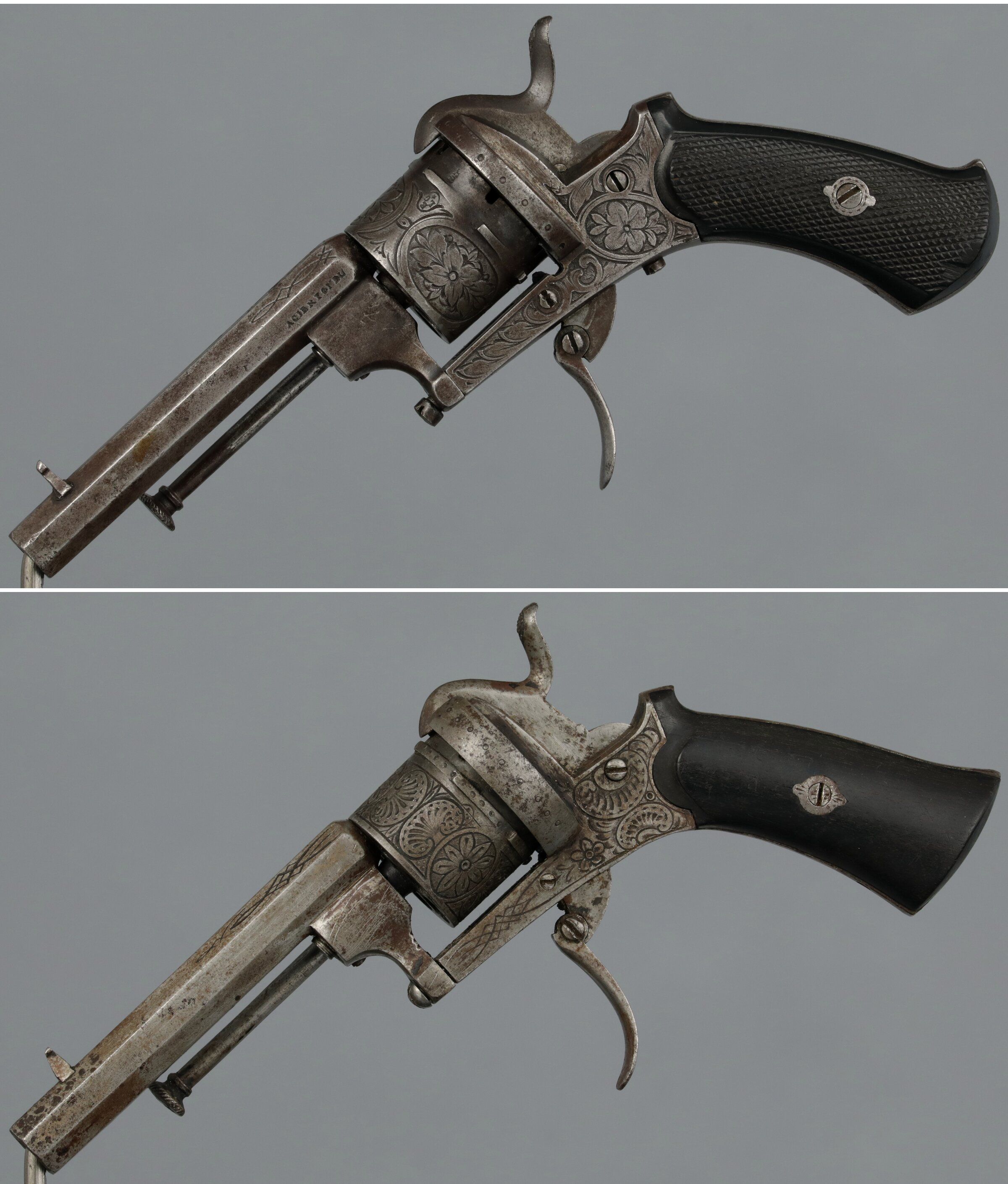 Two Engraved European Pinfire Revolvers | Rock Island Auction