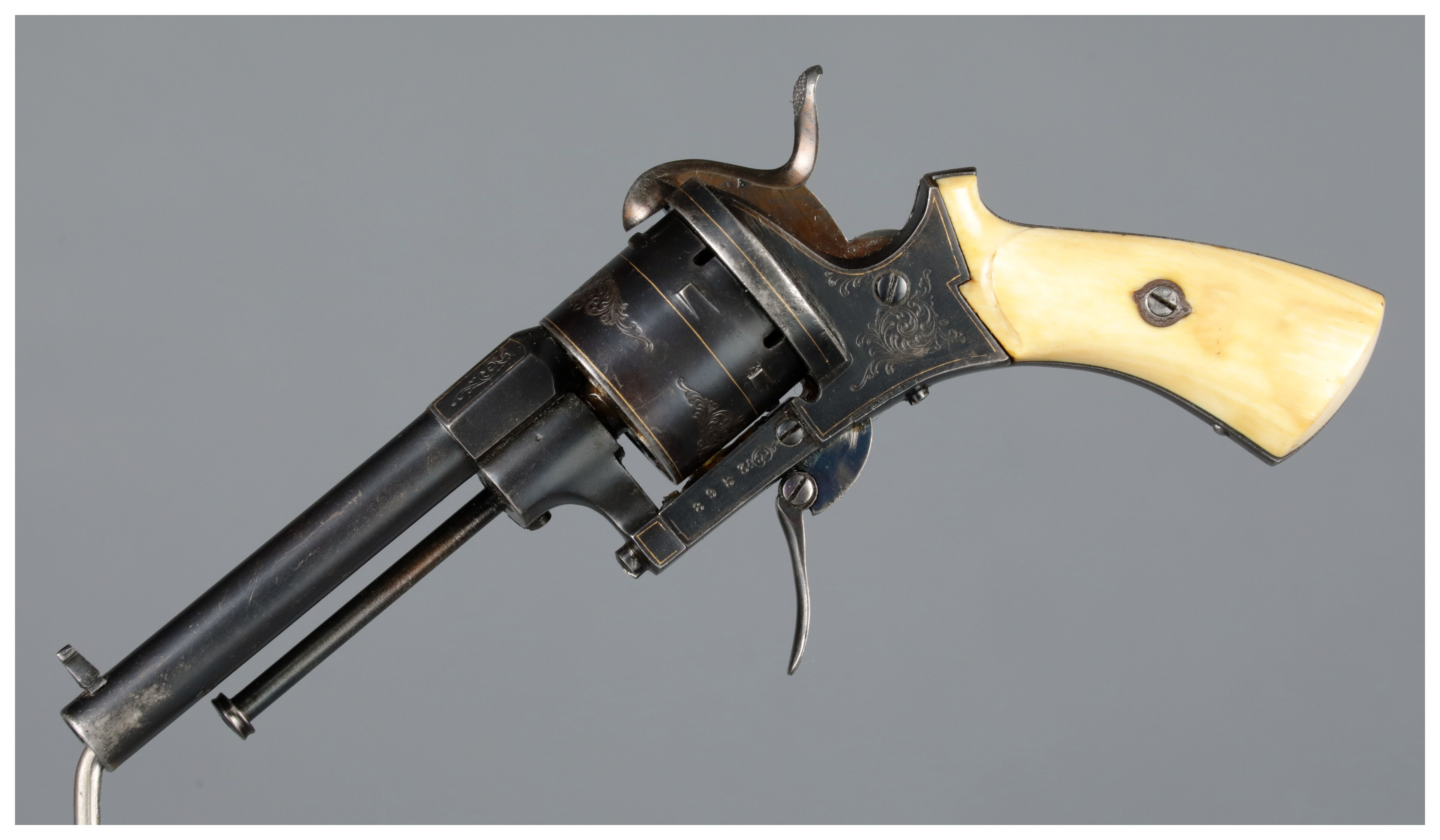 Engraved and Gold Inlaid European Pinfire Double Action Revolver | Rock ...