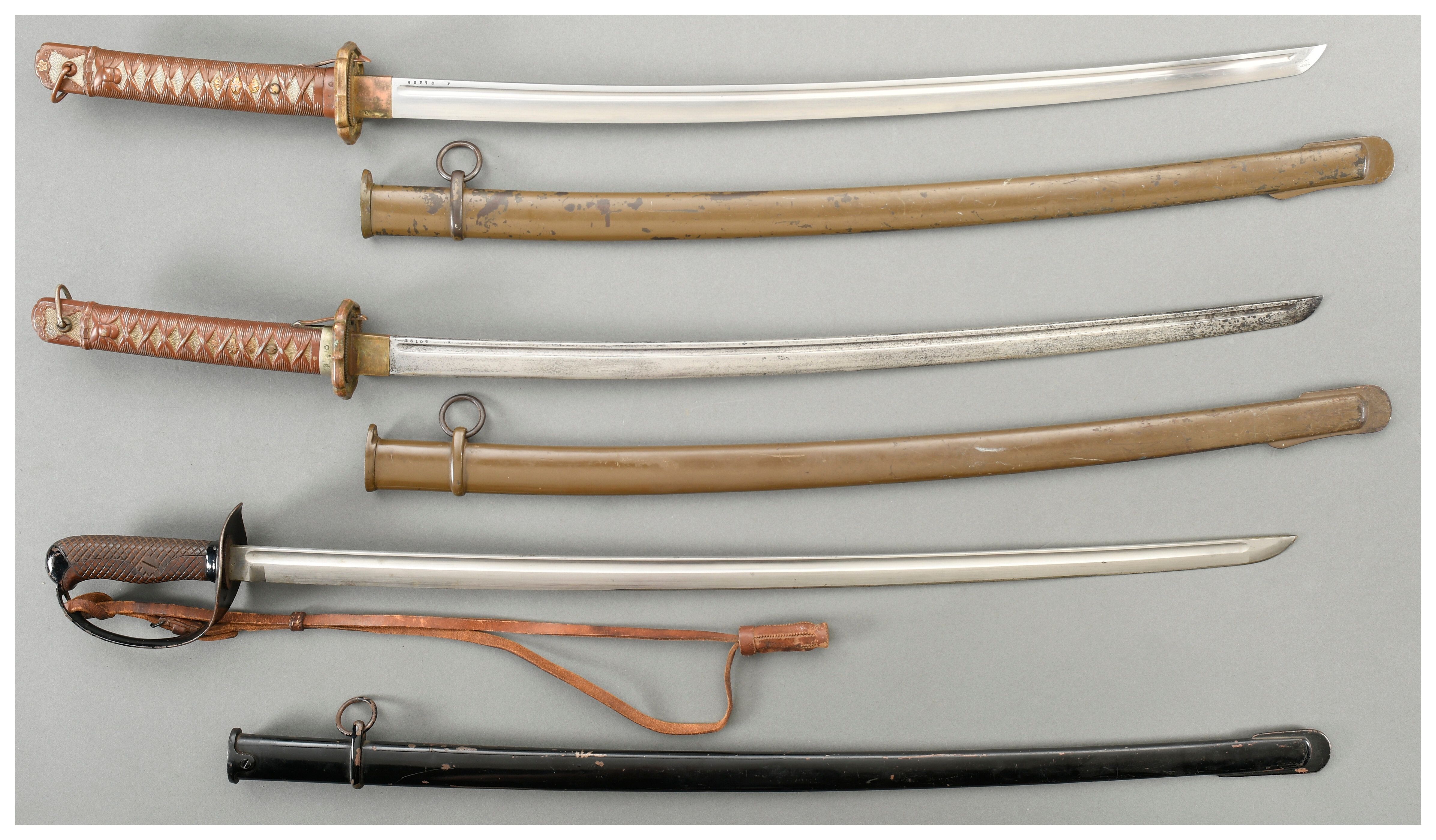 Three Imperial Japanese Military Swords with Scabbards | Rock Island ...