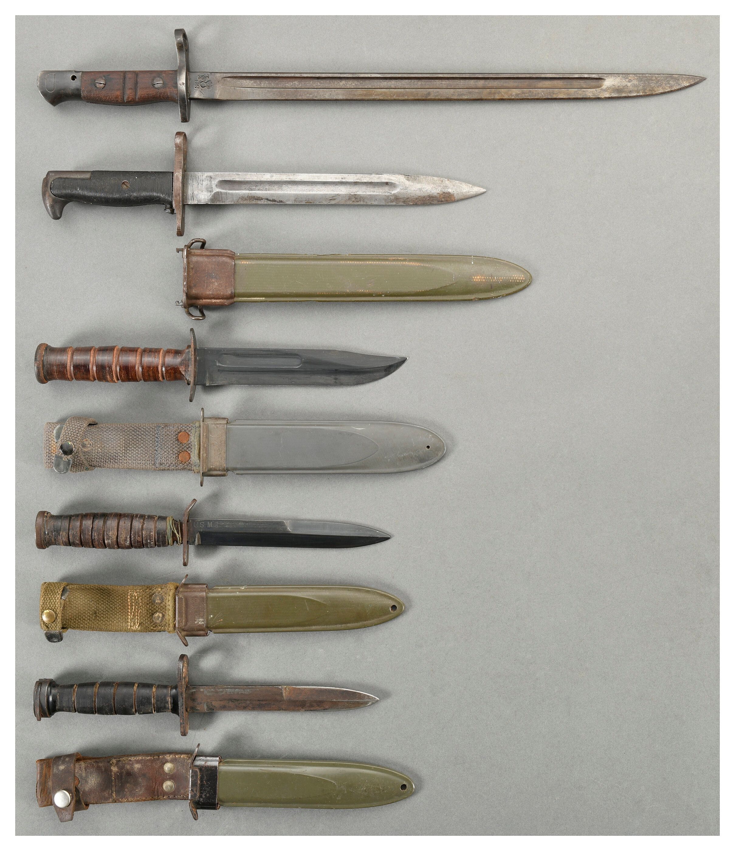Three U.S. Military Bayonets and Two Fighting Knives | Rock Island Auction
