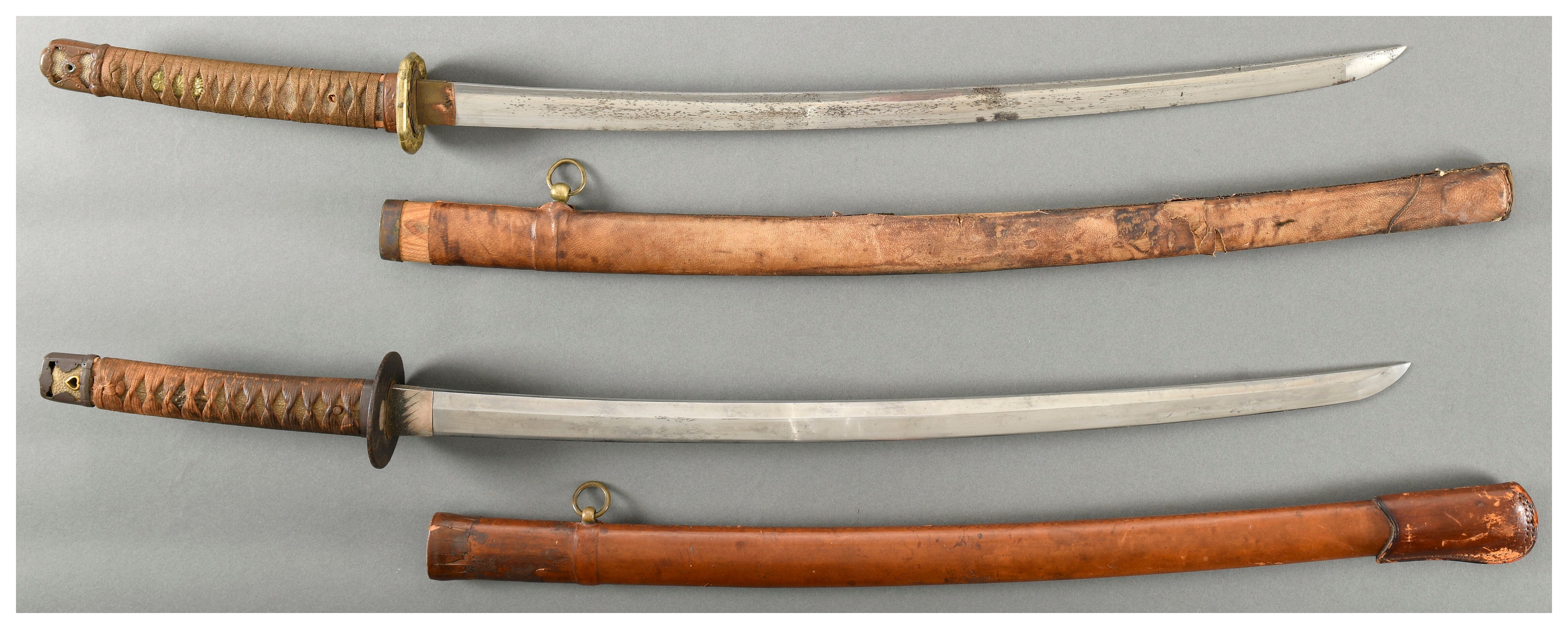 Two Japanese Katana Length Swords with Scabbards | Rock Island Auction