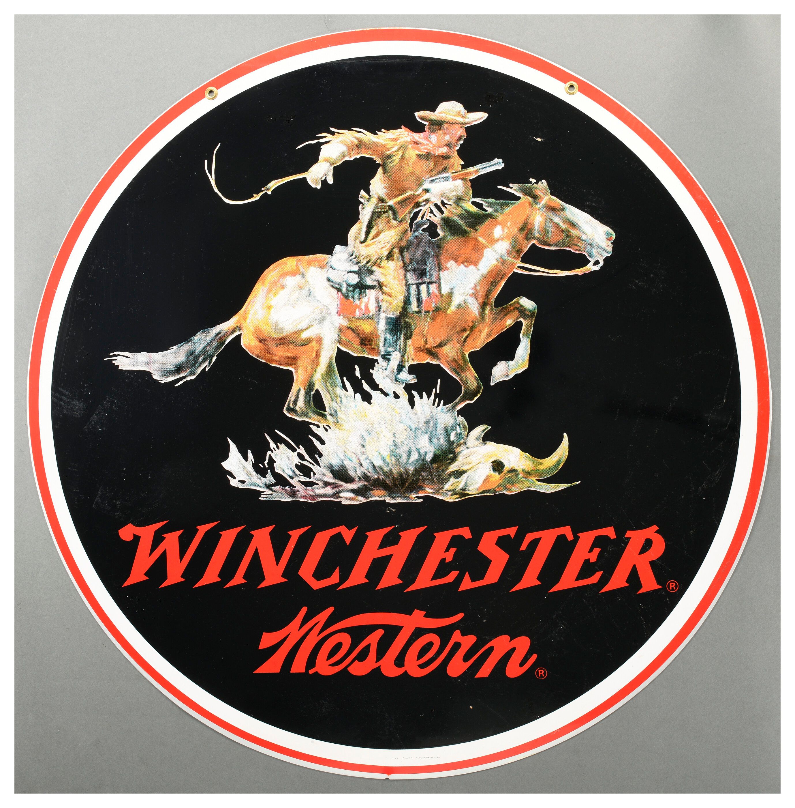 Massive Double Sided Winchester-Western Metal Sign | Rock Island Auction