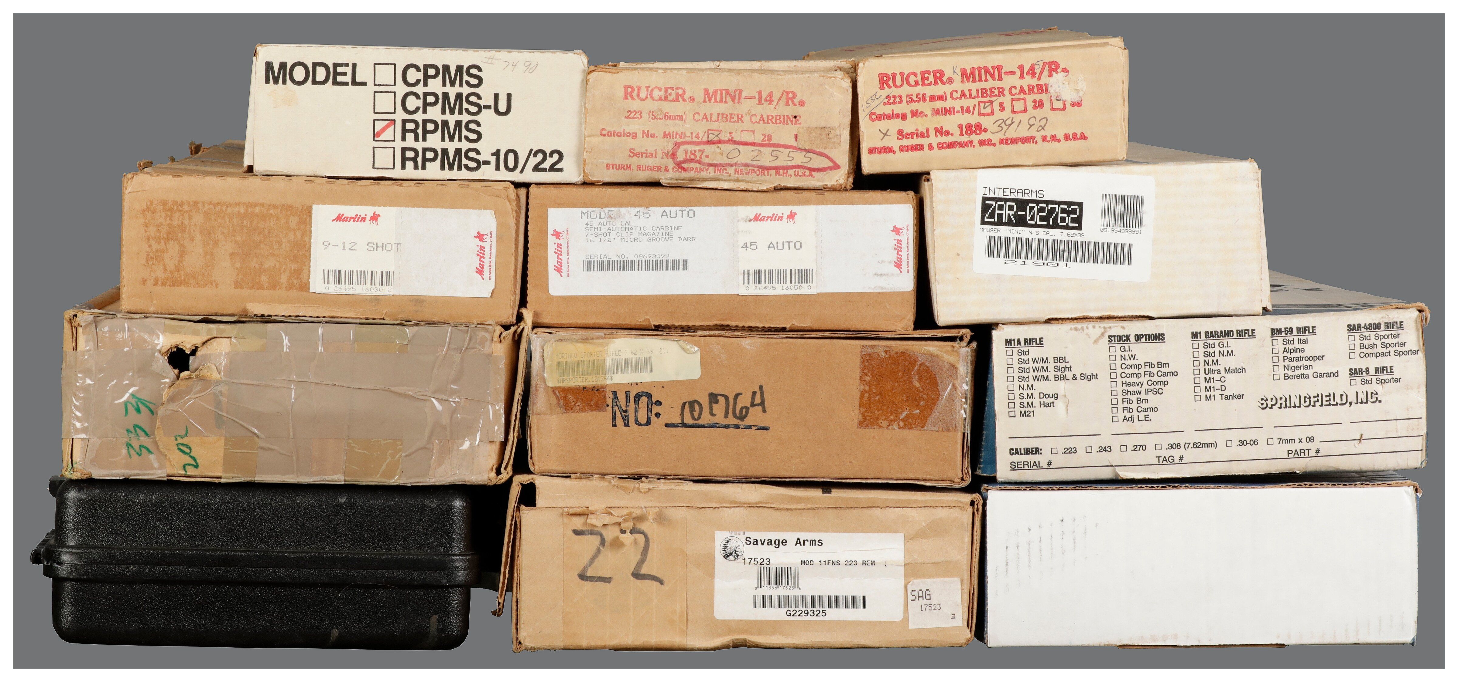 Grouping of Long Gun Boxes and Accessories Including Stocks | Rock ...