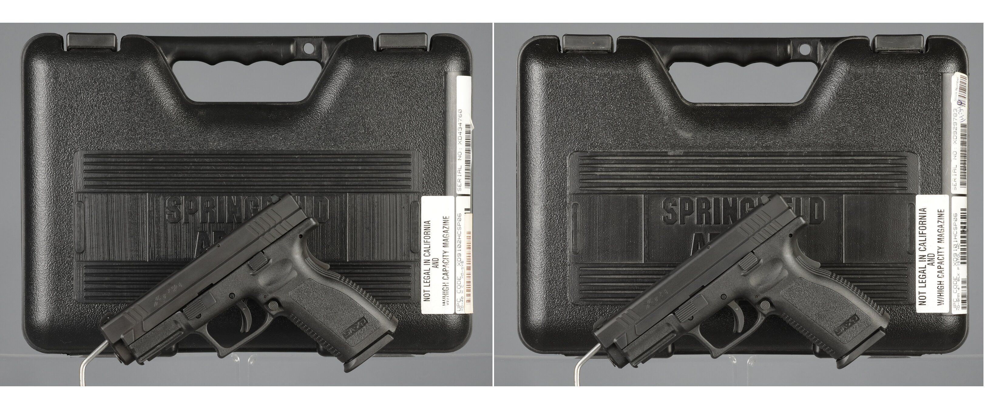 Two Springfield Armory XD Semi-Automatic Pistols with Cases | Rock ...