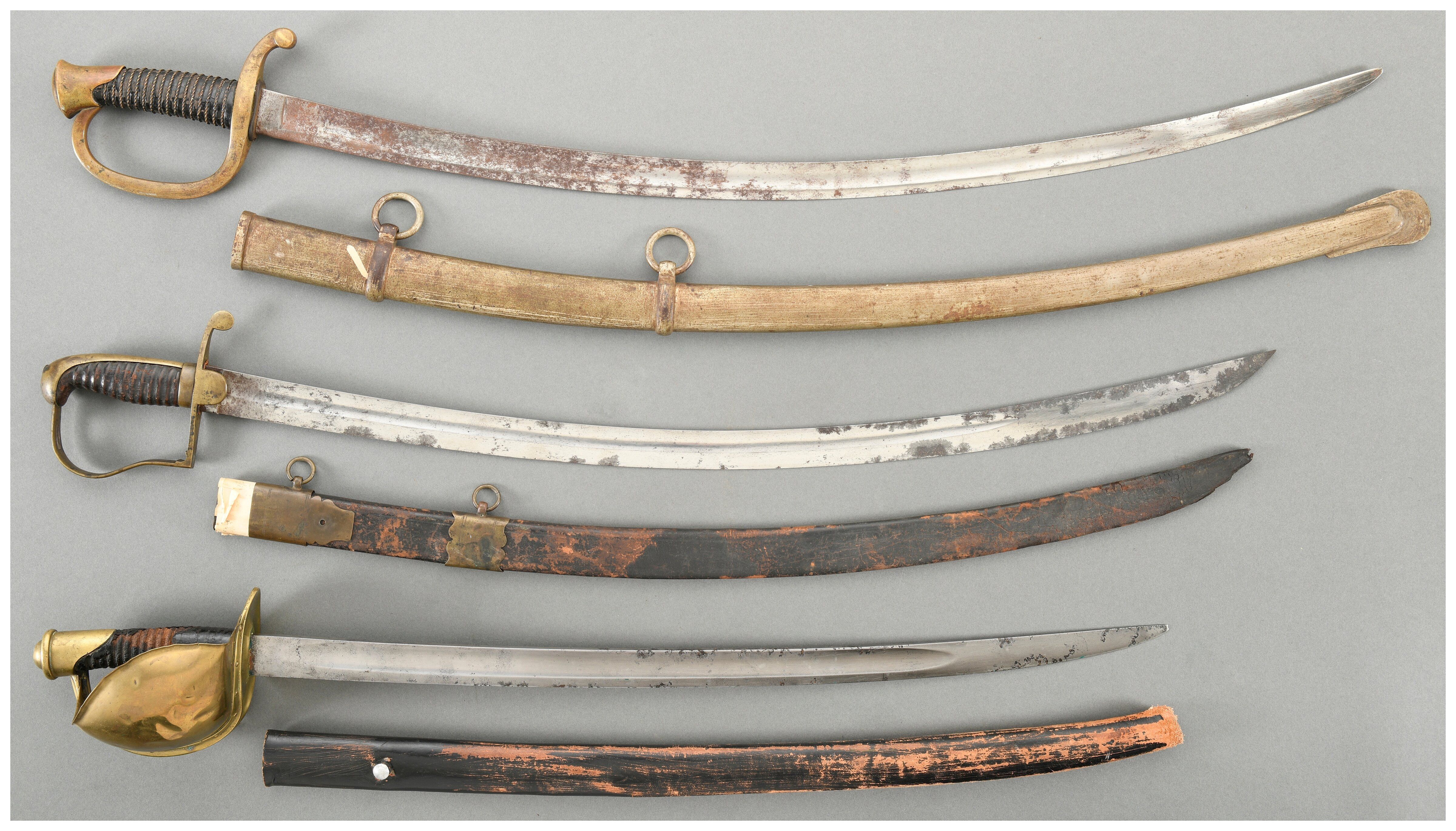 Three Military Style Swords with Scabbards | Rock Island Auction