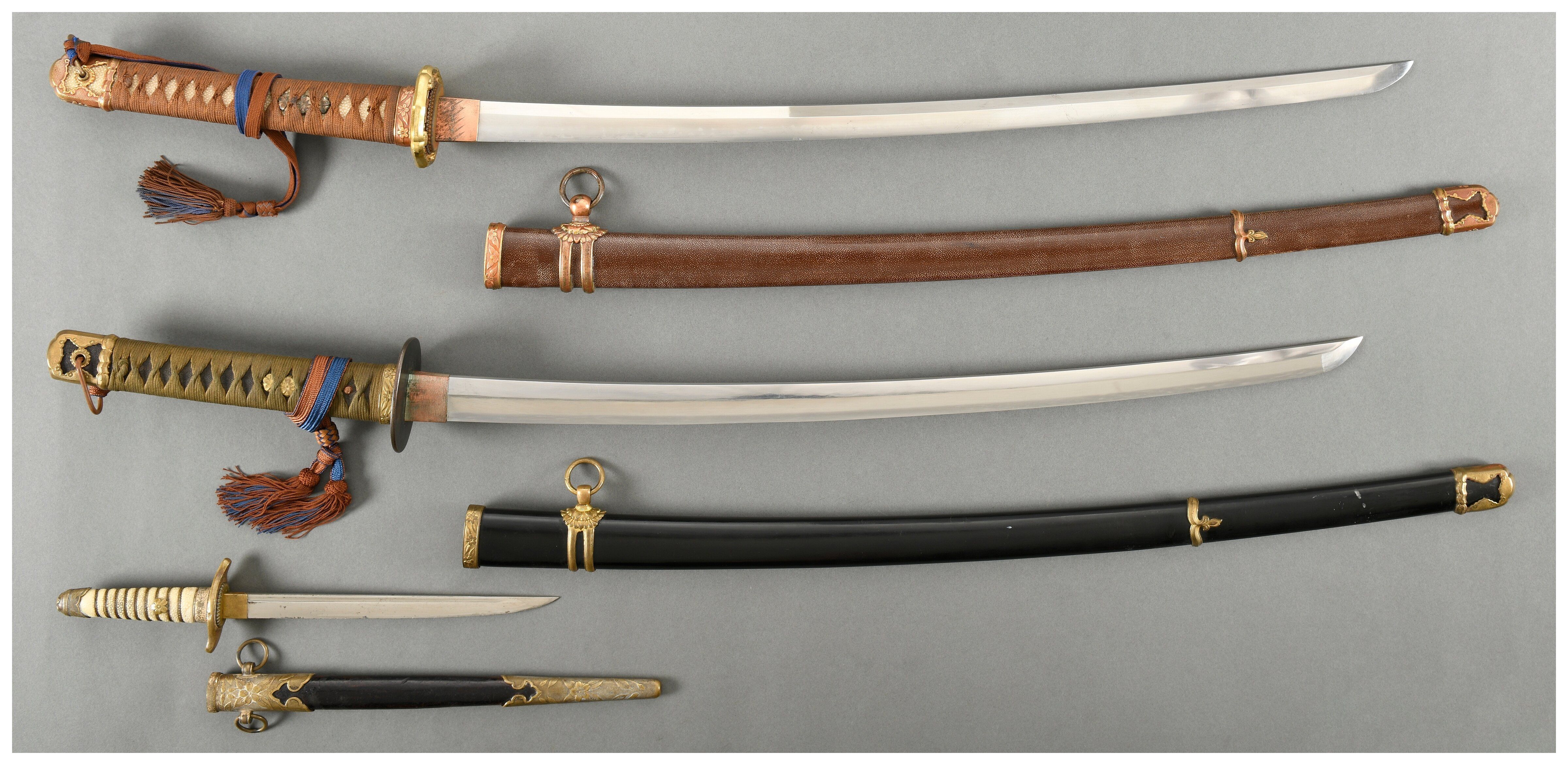 Three Japanese Edged Weapons with Scabbards | Rock Island Auction