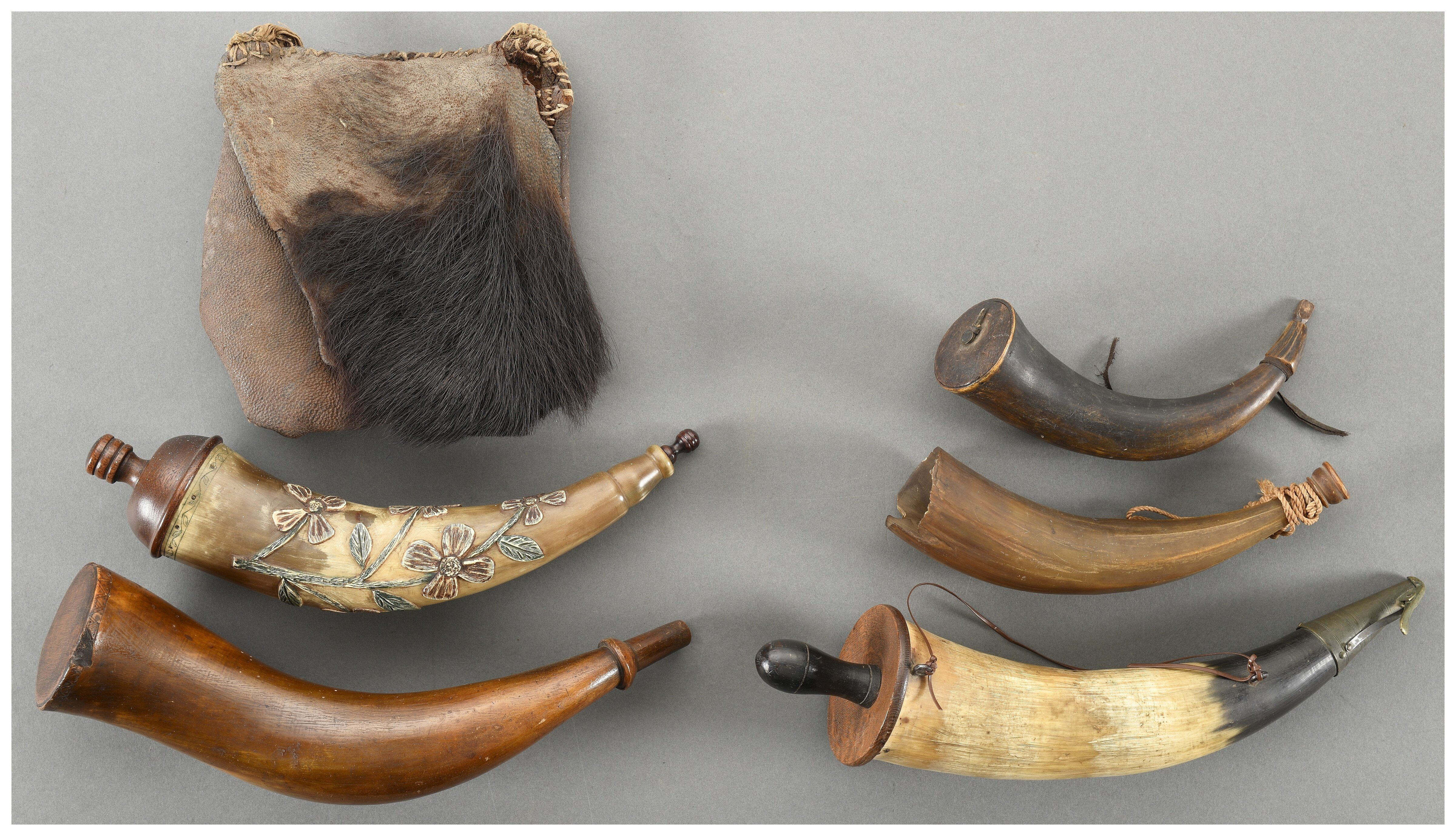 Five Powder Horns | Rock Island Auction
