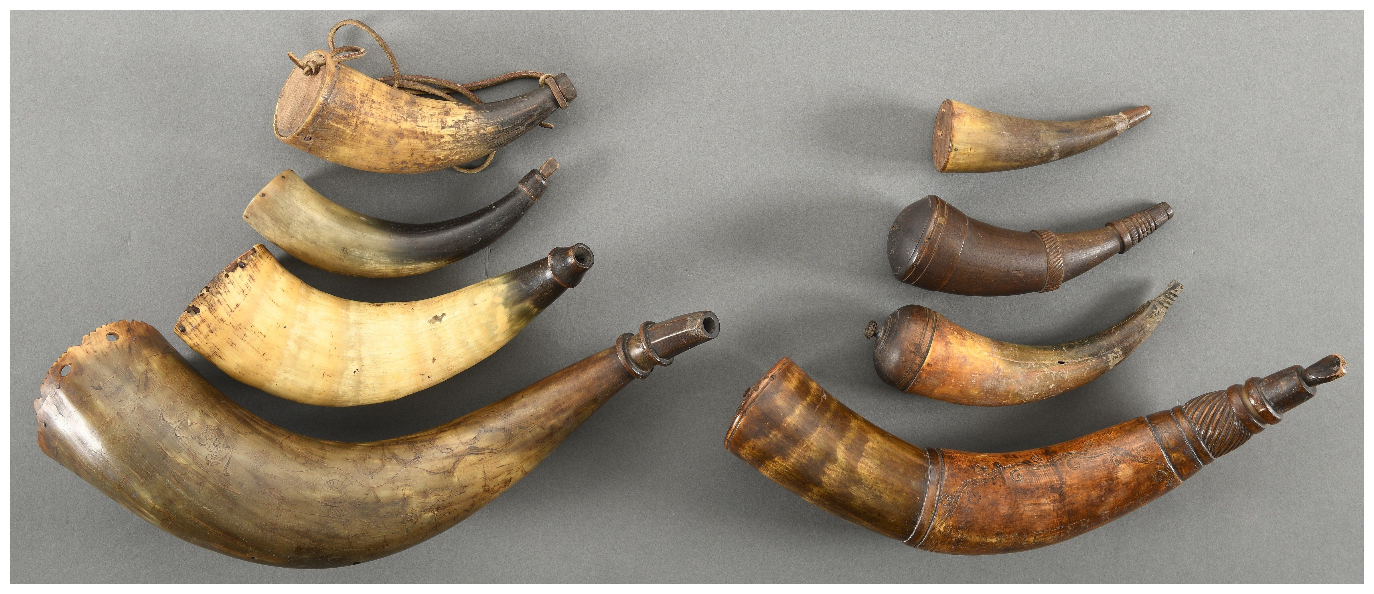 Eight Powder Horns | Rock Island Auction