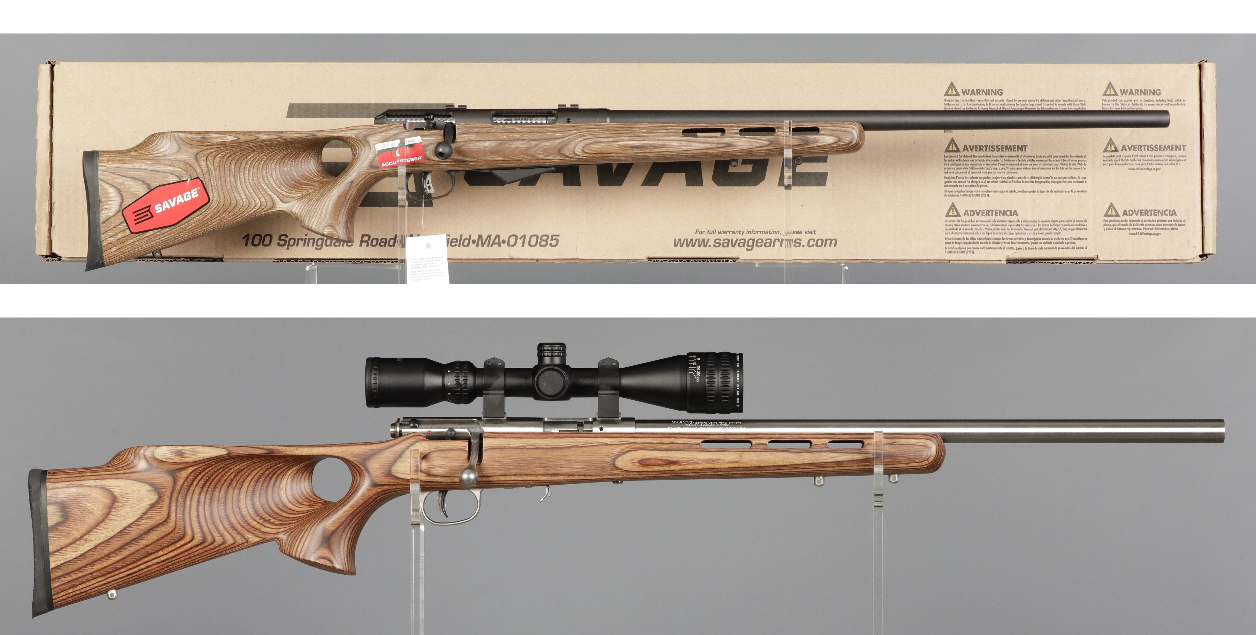 Two Savage Bolt Action Rifles with Boxes | Rock Island Auction