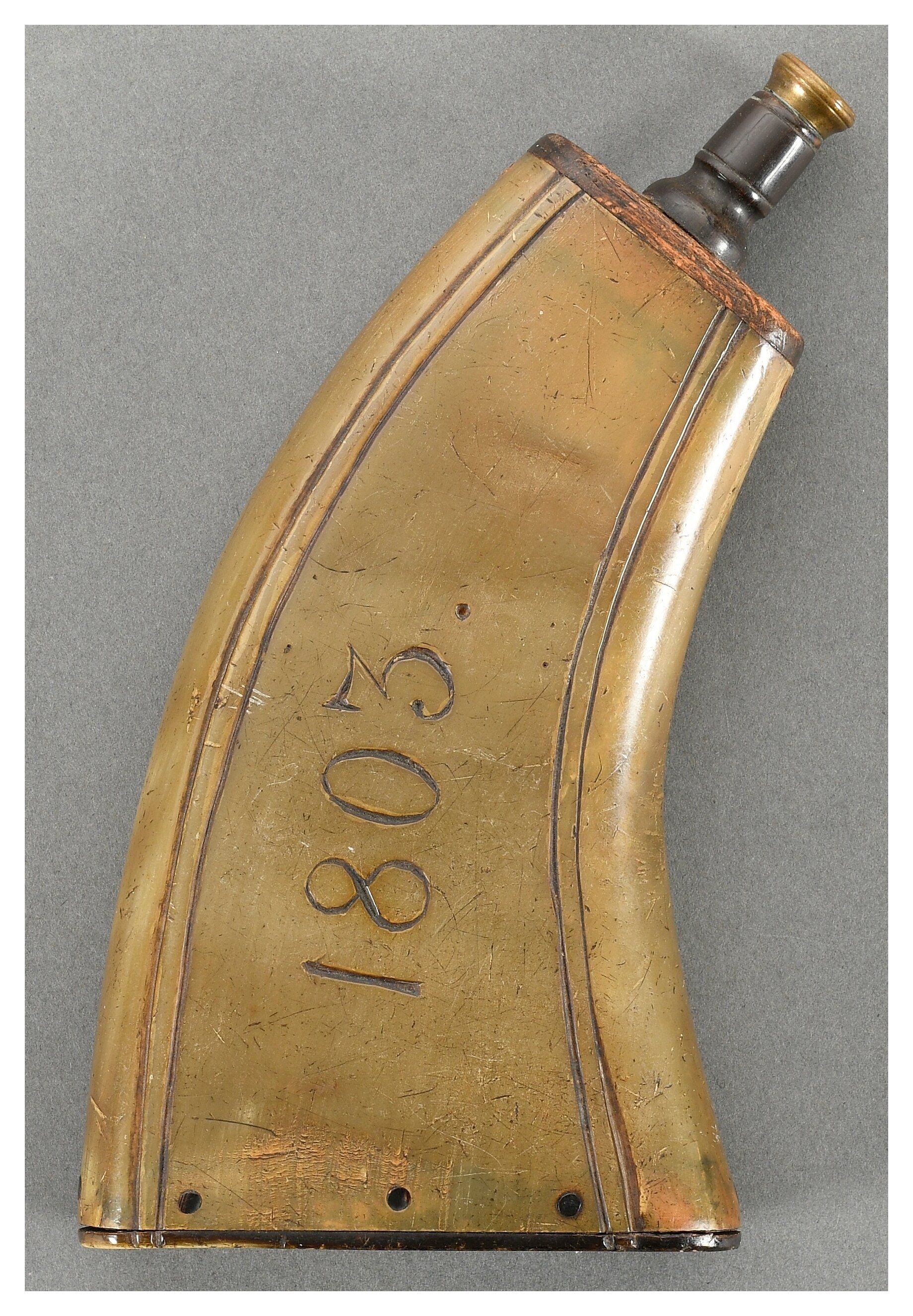 Flattened Horn Powder Flask | Rock Island Auction