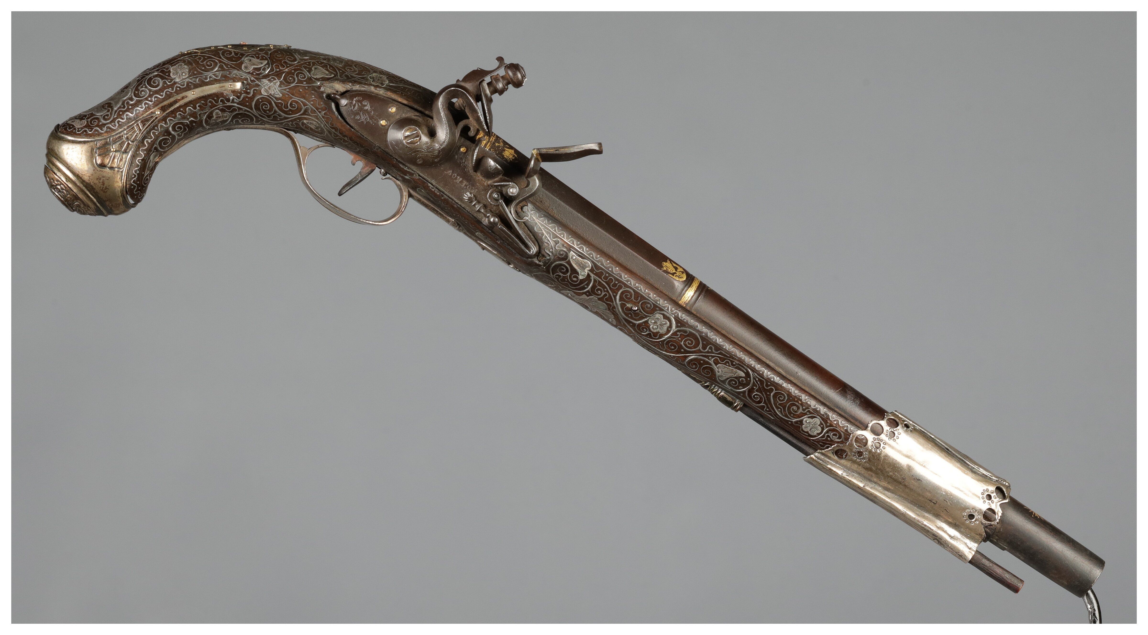 Gold and Silver Inlaid Anton Marked Flintlock Pistol | Rock Island Auction