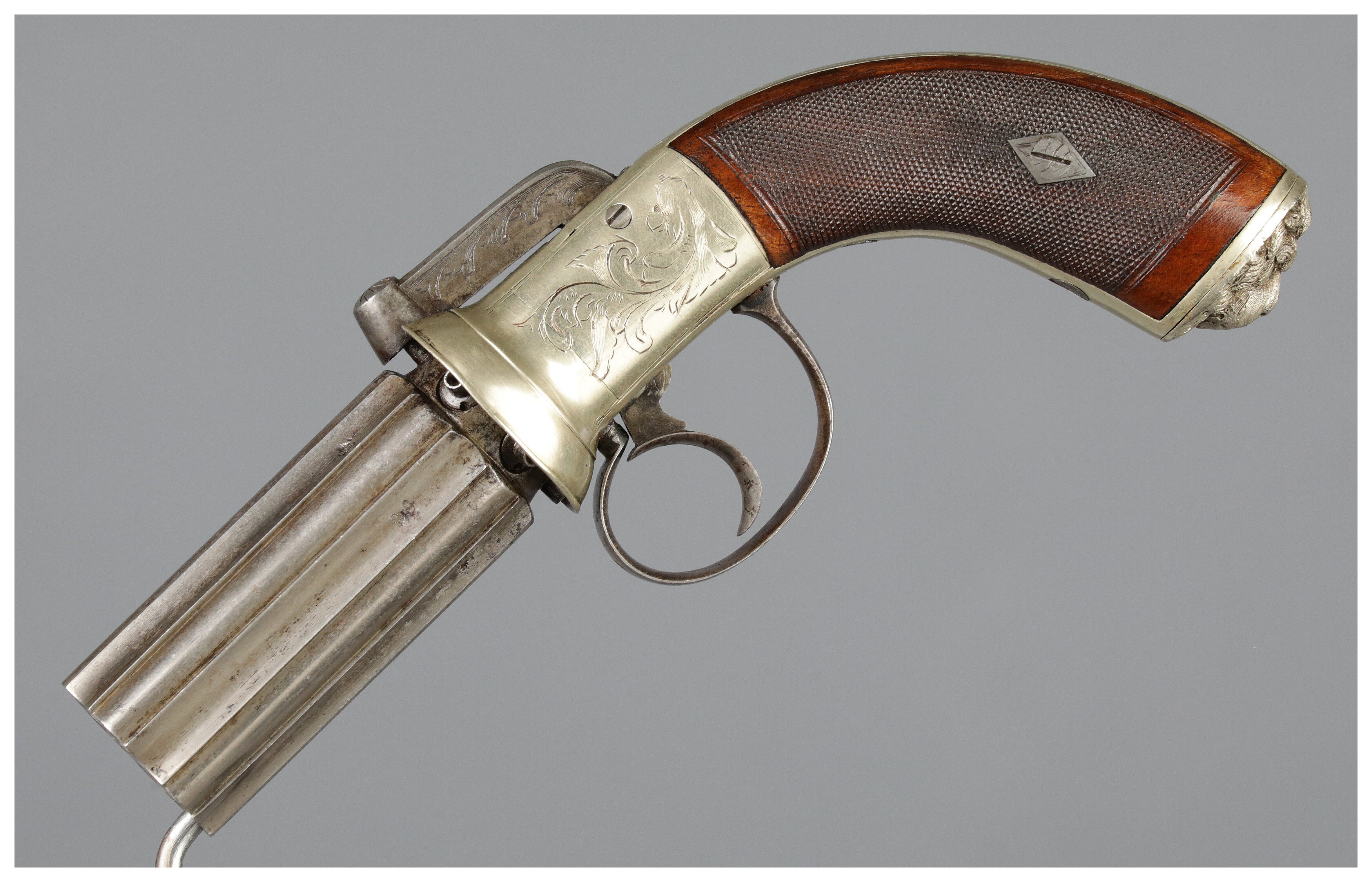 Engraved D. Egg Double Action Percussion Pepperbox Revolver | Rock ...