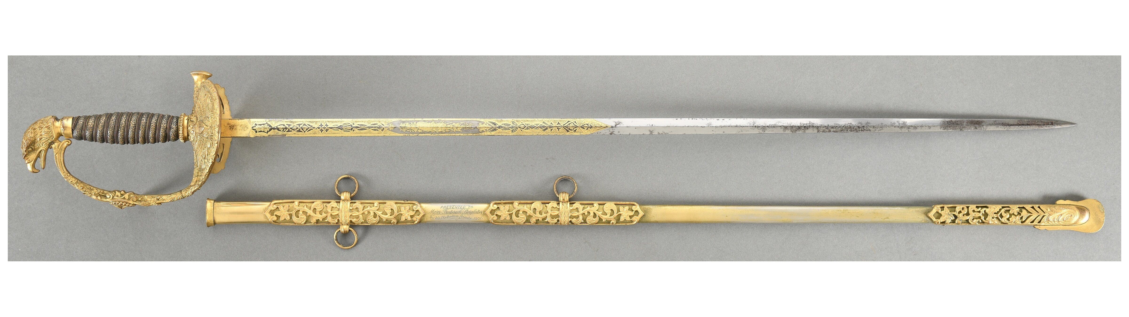 Gilded U.S. Eagle Head Pommel Dress Sword with Scabbard | Rock Island ...