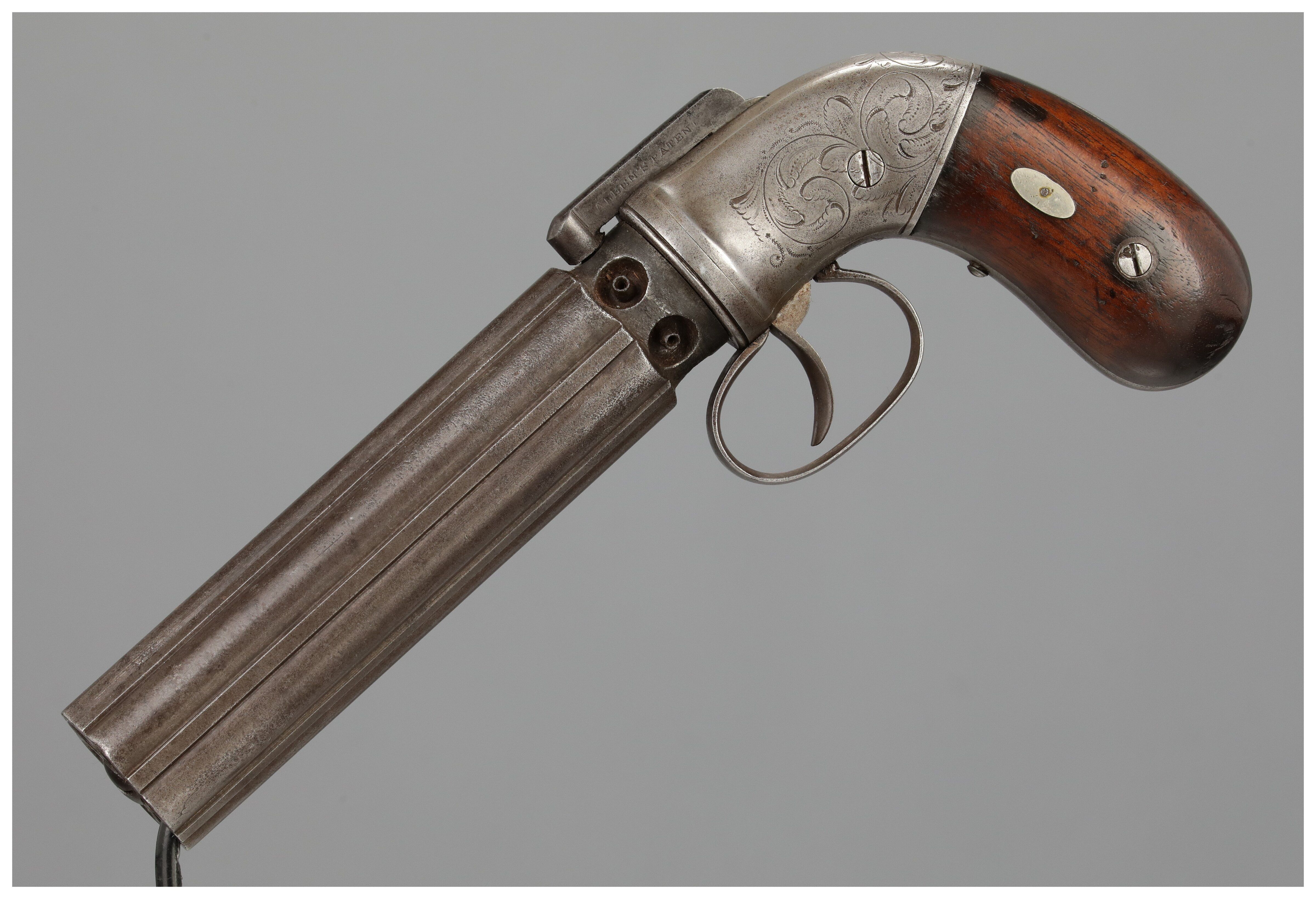 Engraved Ethan Allen Dragoon Percussion Pepperbox | Rock Island Auction