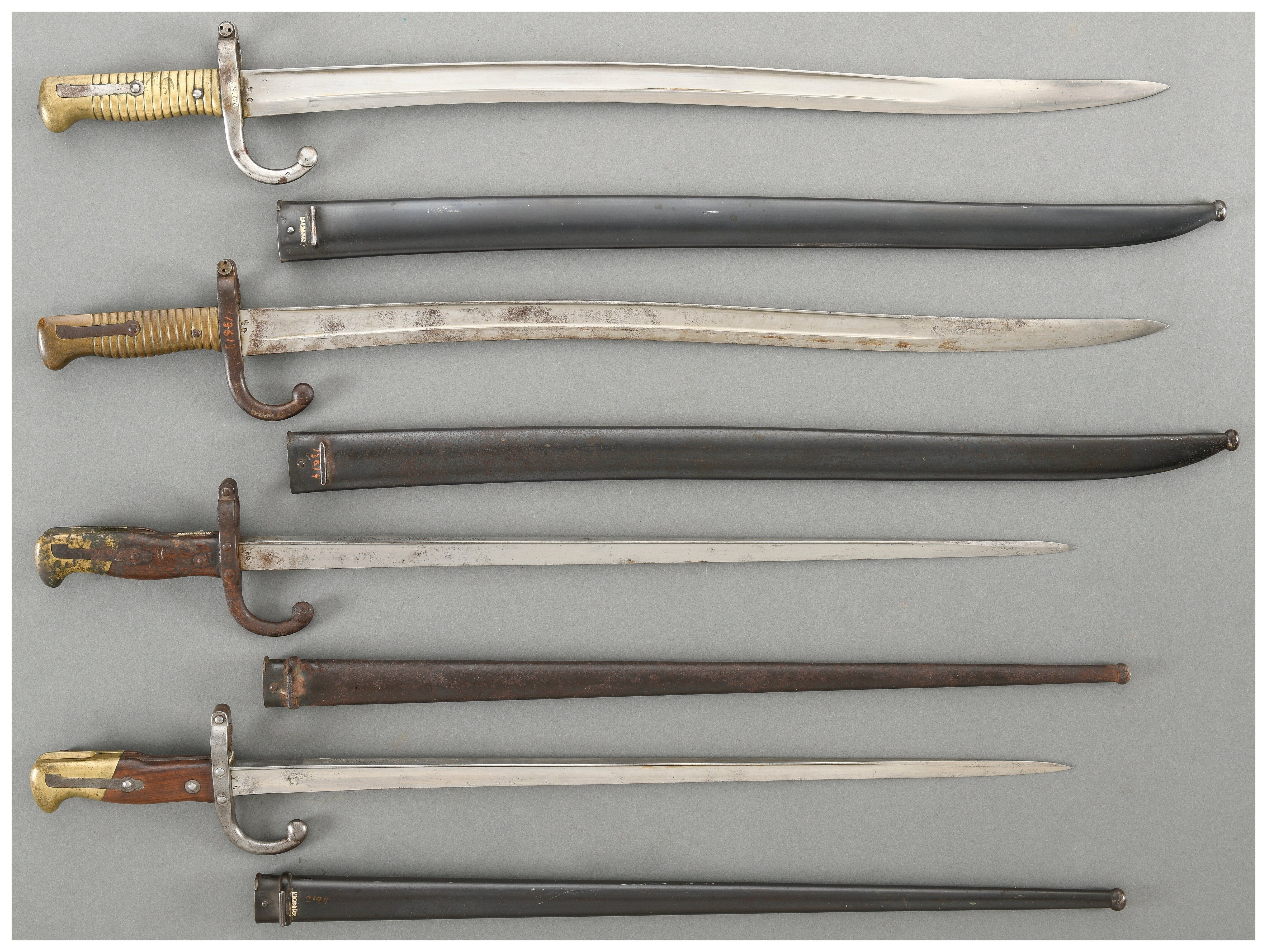 Four French Bayonets with Scabbards | Rock Island Auction