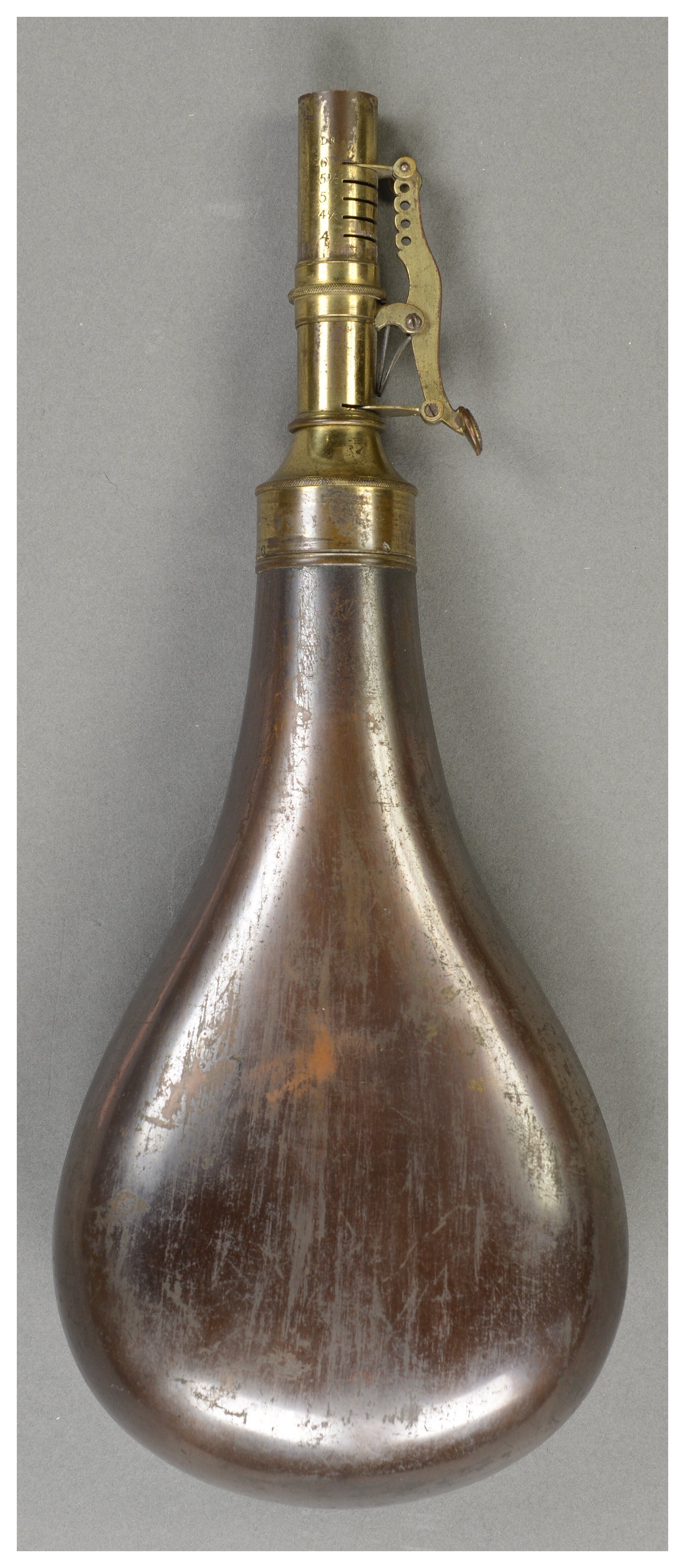 Unusually Large G. & J.W. Hawksley Powder Flask | Rock Island Auction