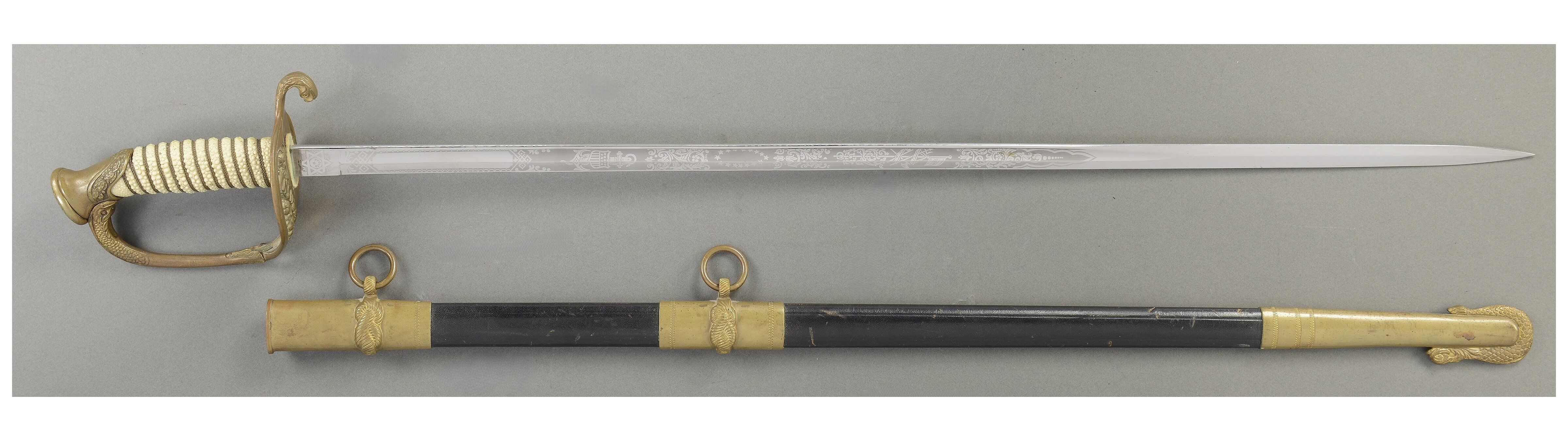 Etched U.S. Navy Officer's Sword with Scabbard | Rock Island Auction