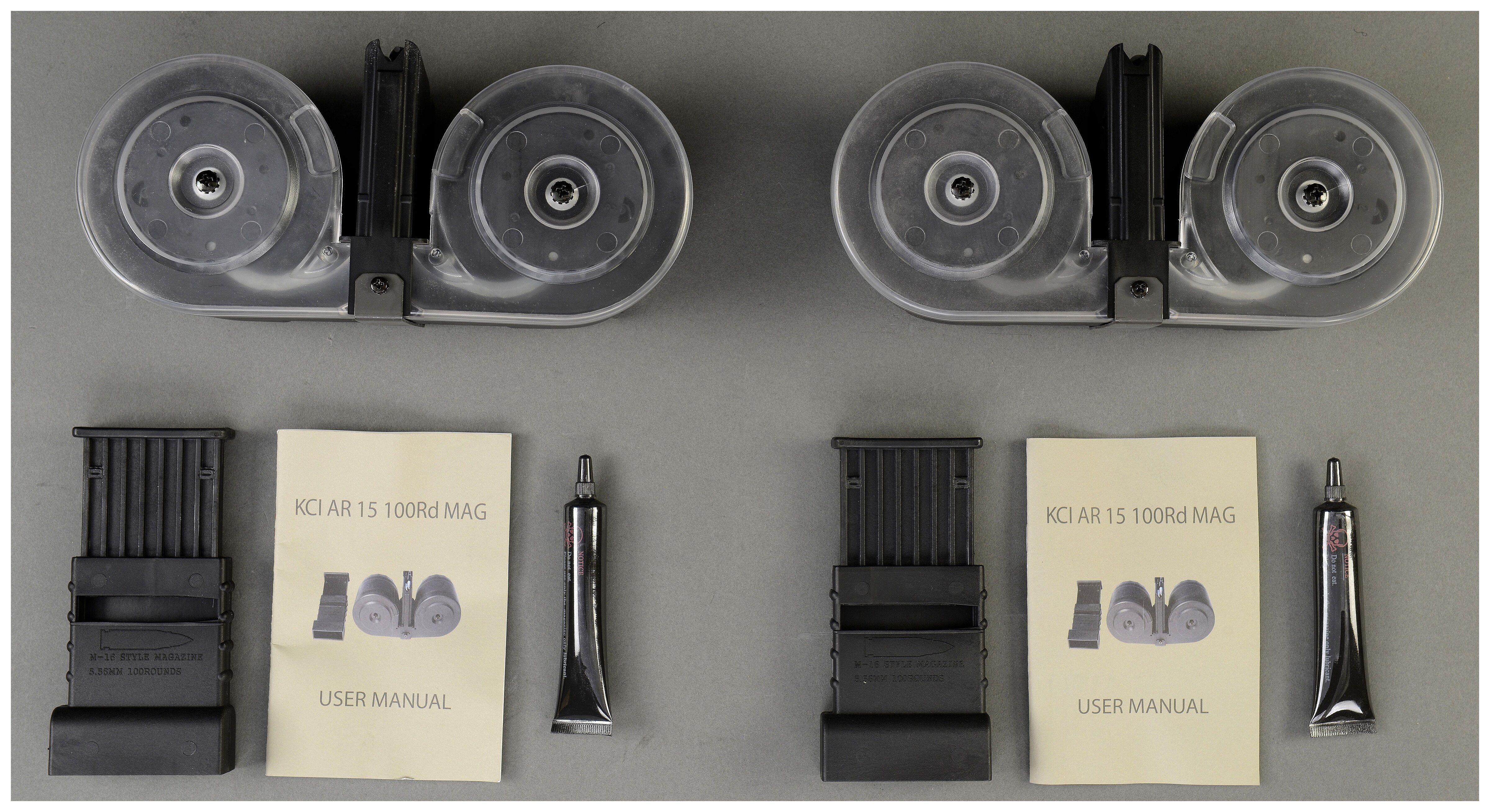 Two KCI 100 Round AR-15 Beta Mag Pattern Drum Magazines | Rock Island ...