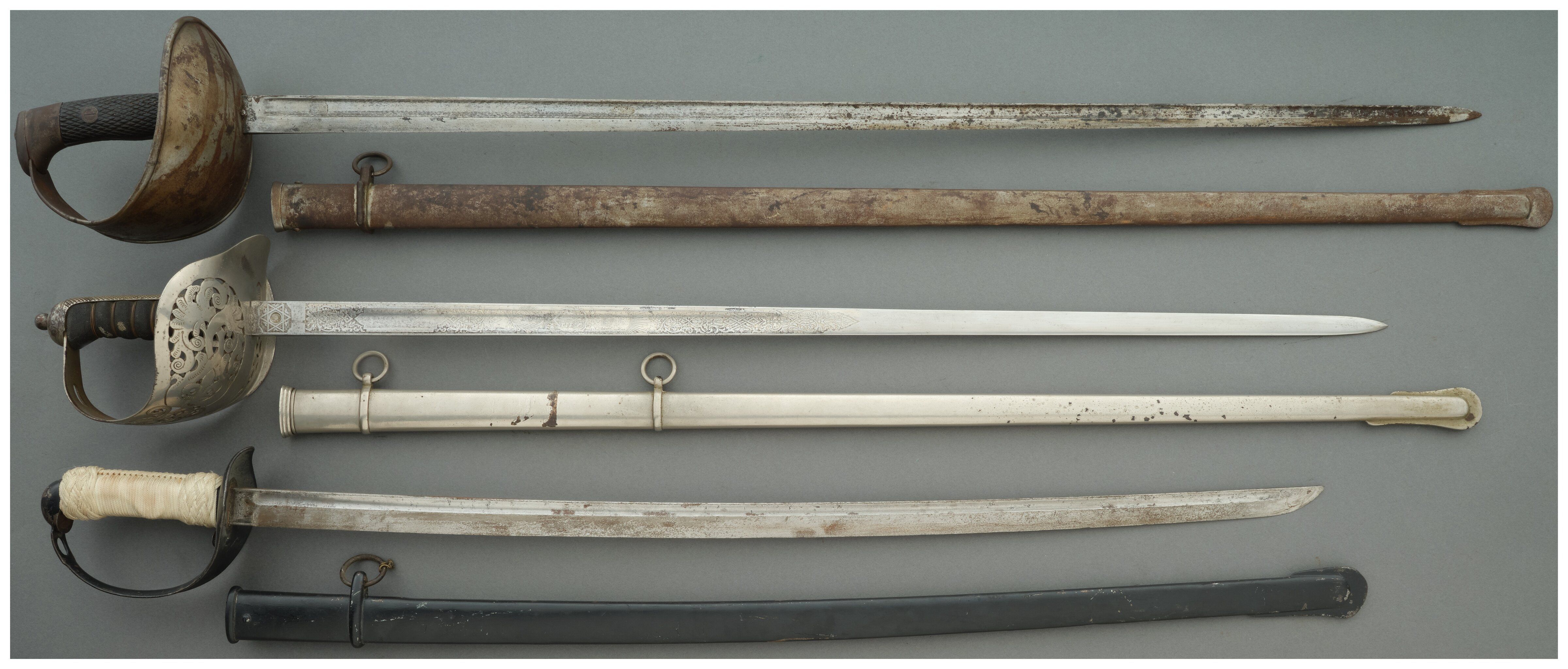 Three Military Pattern Swords with Scabbards | Rock Island Auction