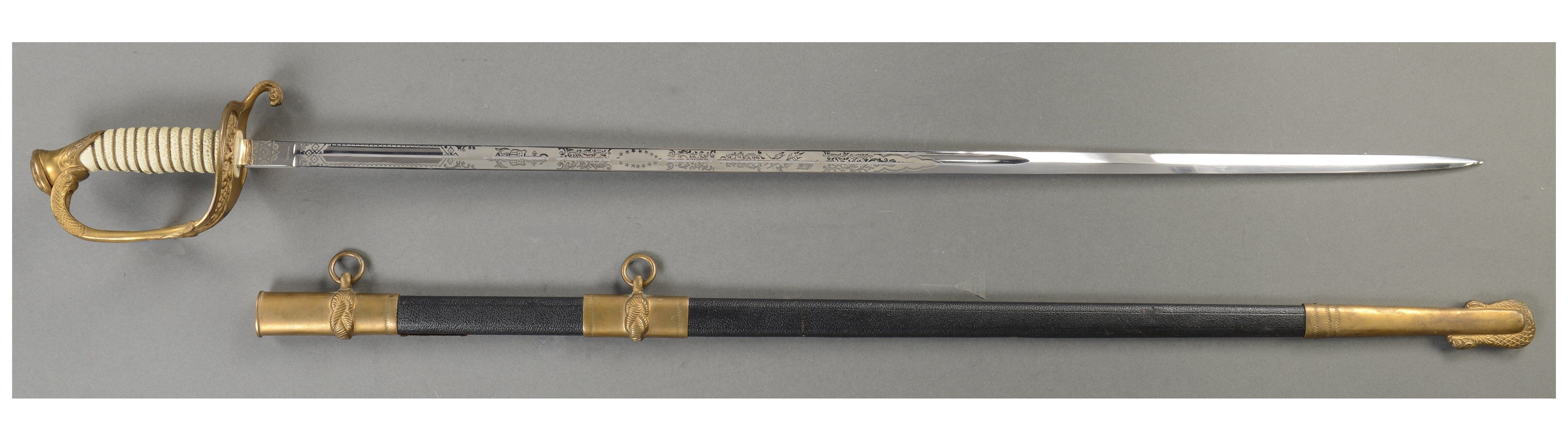 Etched U.S. Navy Officer's Sword with Scabbard | Rock Island Auction