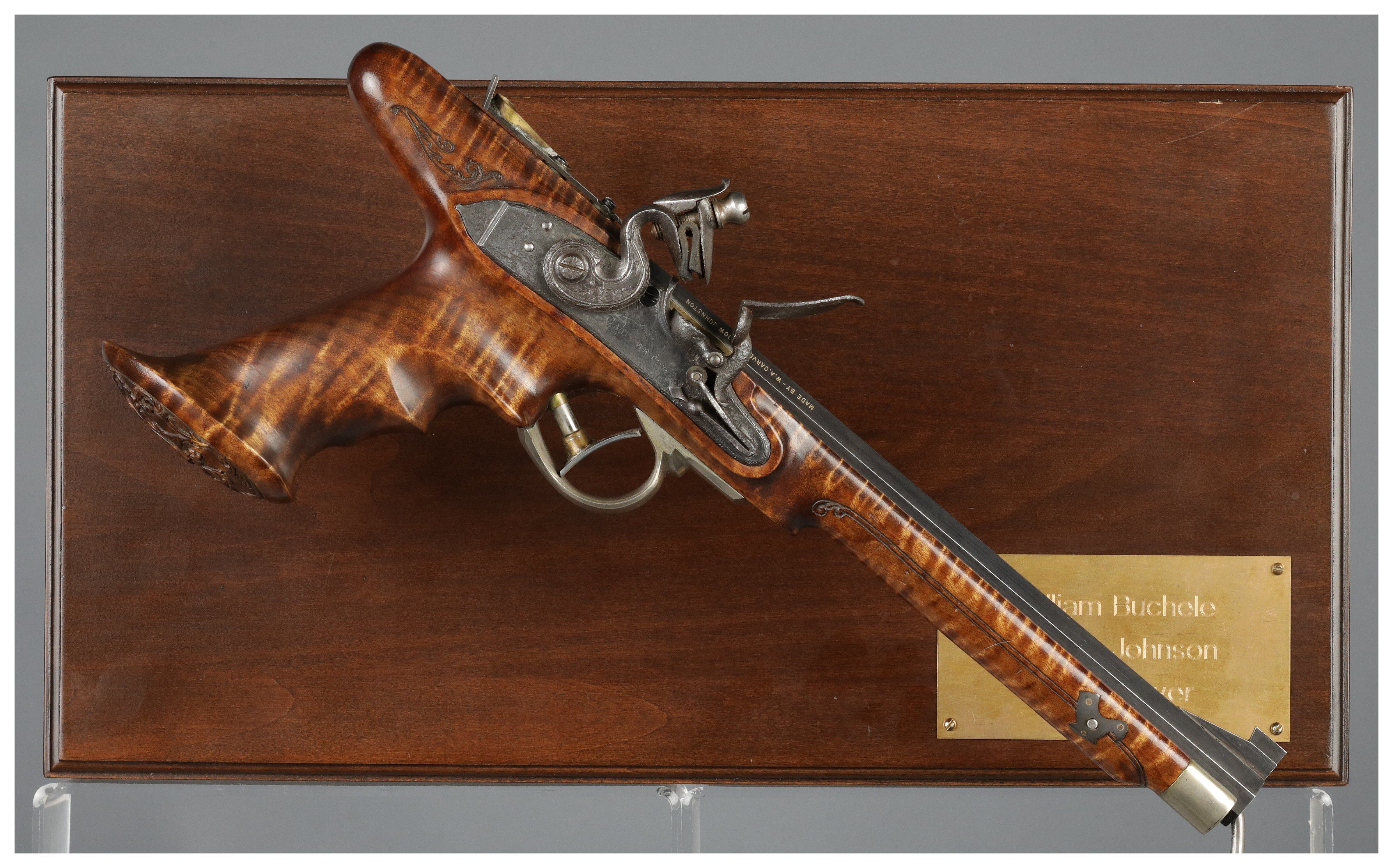 W.A. Carver/LaDow Johnson Flintlock Pistol with Case | Rock Island Auction