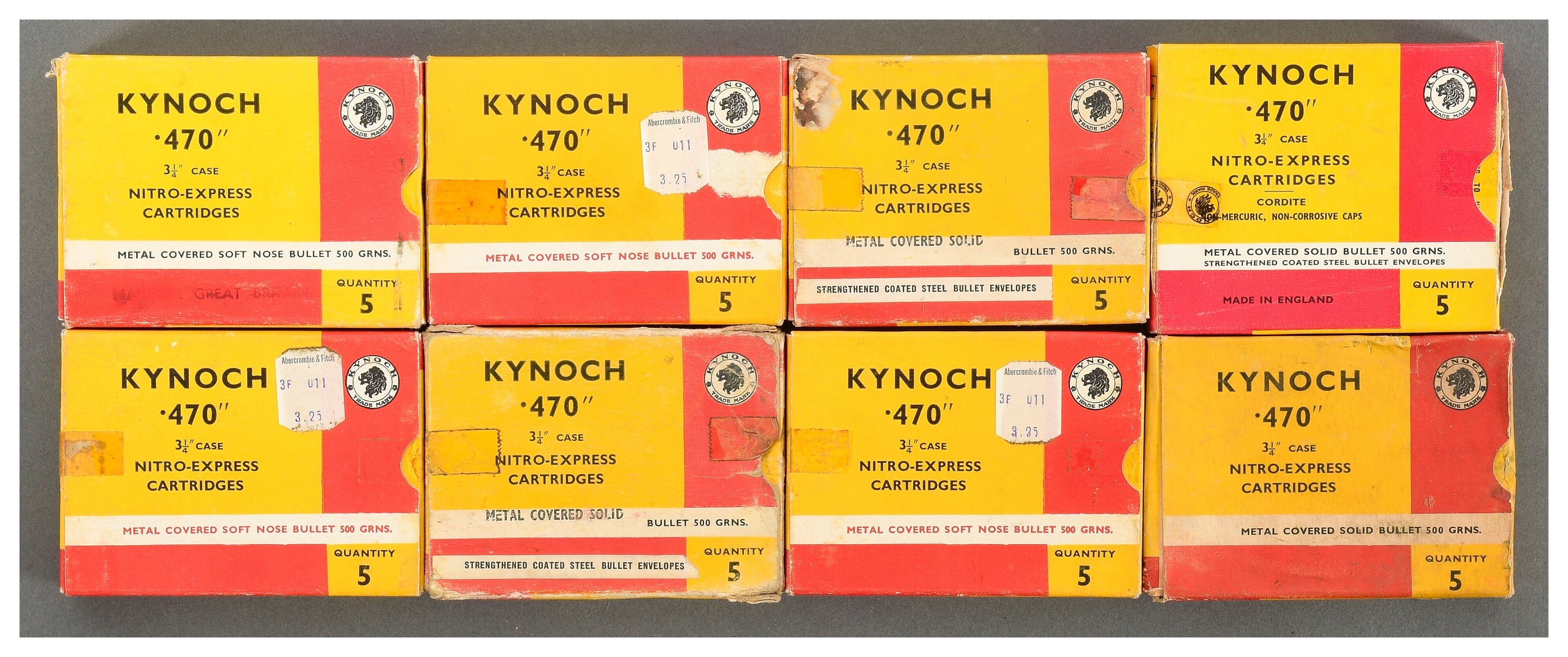 Eight Boxes of Kynoch .470 3 1/4" Case Nitro Express Ammunition | Rock ...