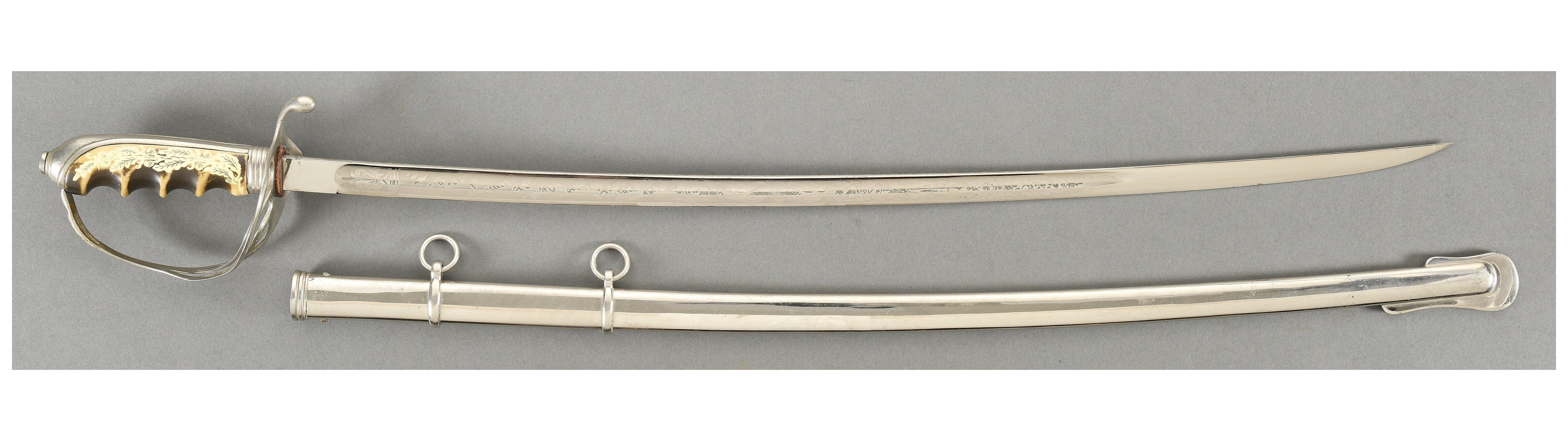 Etched M.C. Lilley U.S. Model 1902 Officers Saber with Scabbard | Rock ...