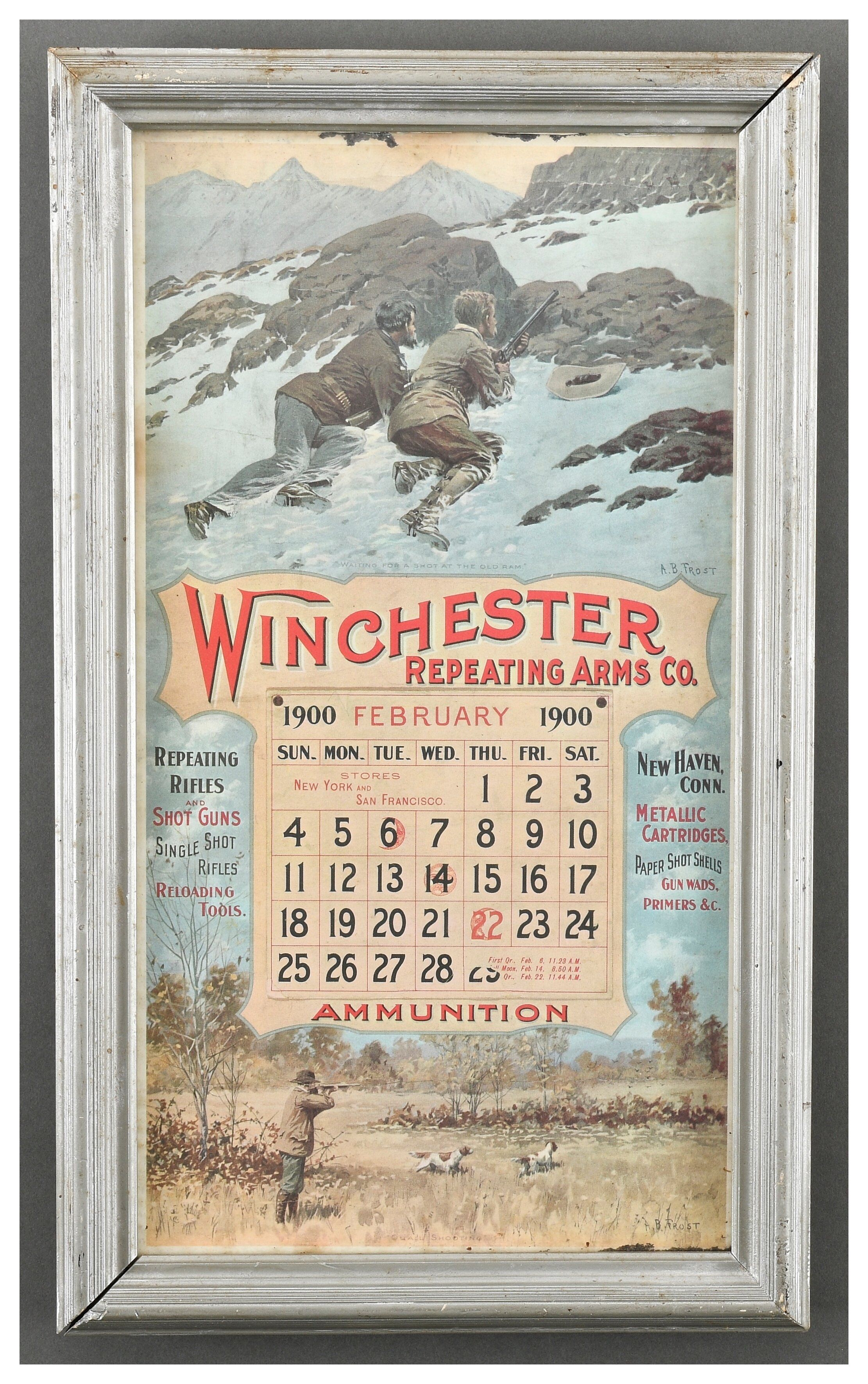 Framed Winchester February 1900 Calendar | Rock Island Auction