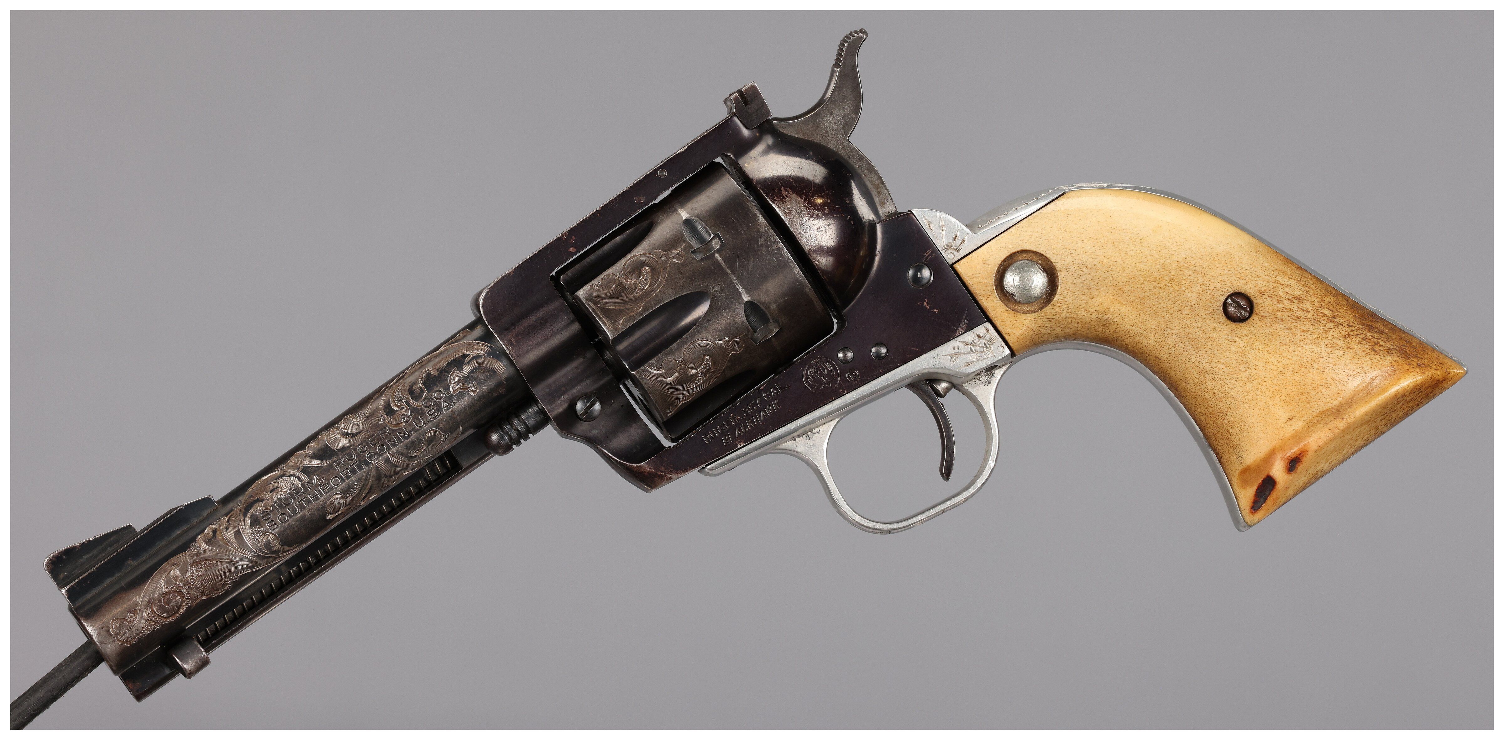 Engraved Ruger Blackhawk Single Action Revolver with Stag Grips | Rock ...