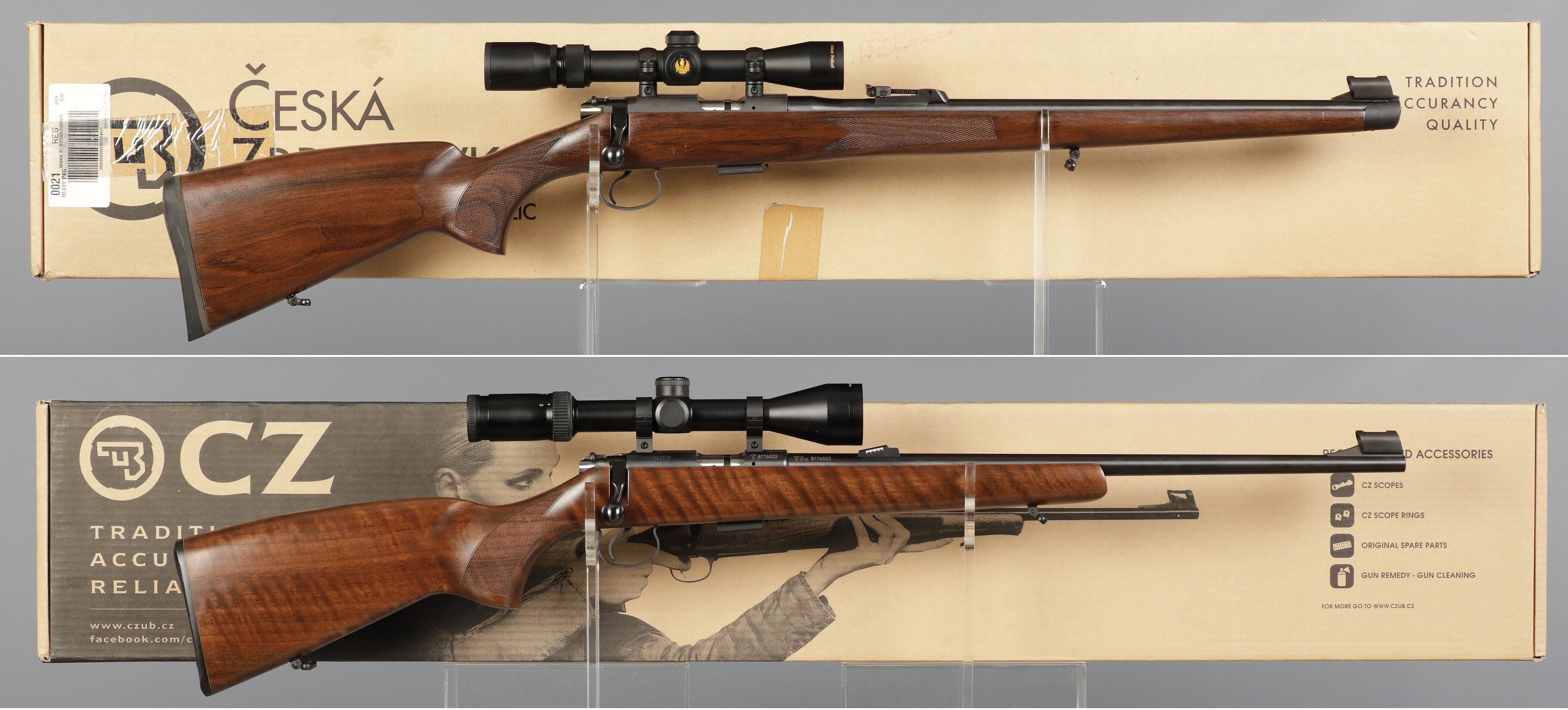 Two CZ Bolt Action Rifles with Boxes and Scope | Rock Island Auction
