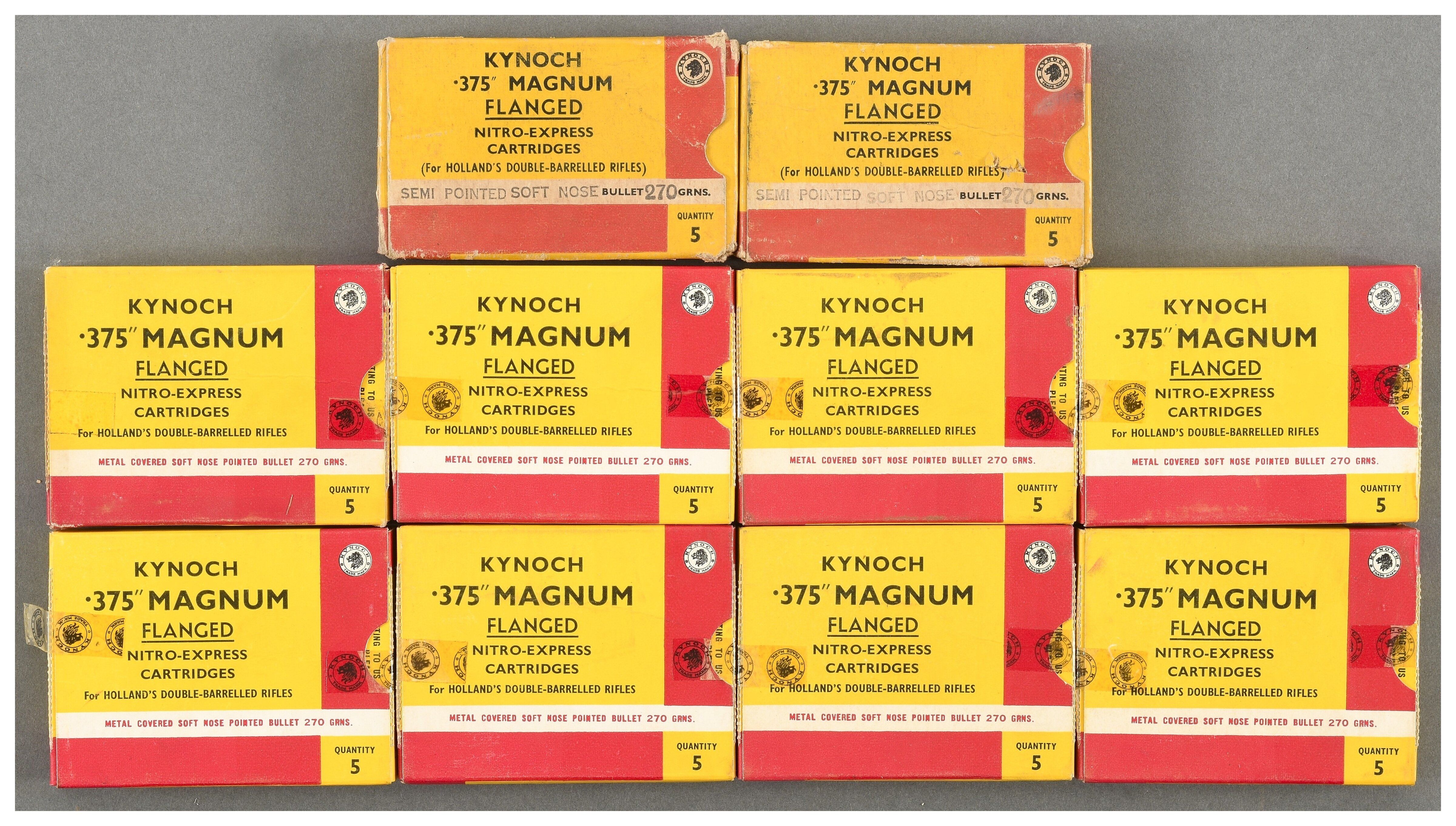 Boxes of .375 Magnum Flanged Nitro Express Cartridges | Rock Island Auction