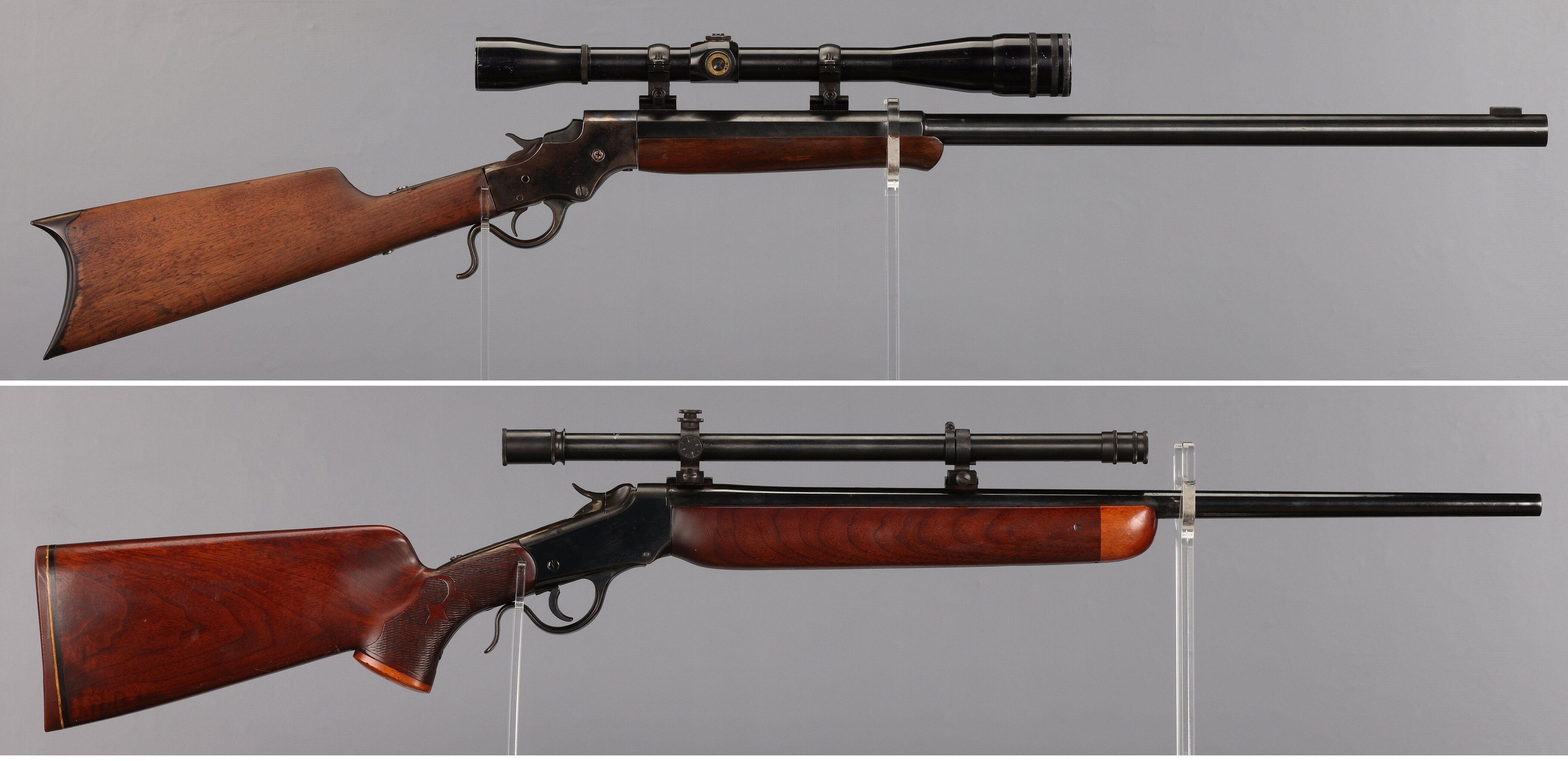 Two American Falling Block Single Shot Rifles with Scopes | Rock Island ...