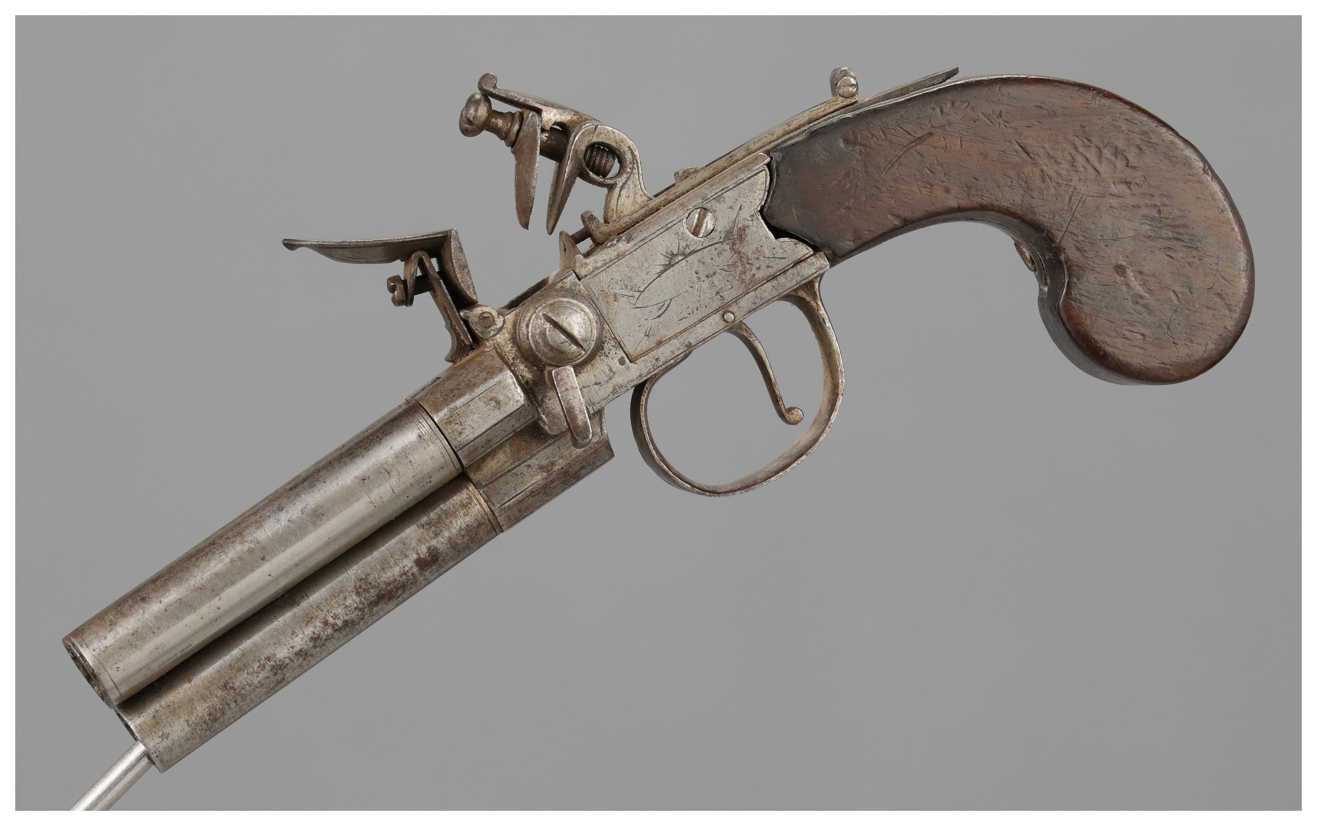 English Three Barrel Tap-Action Boxlock FlintlockPocket Pistol | Rock ...