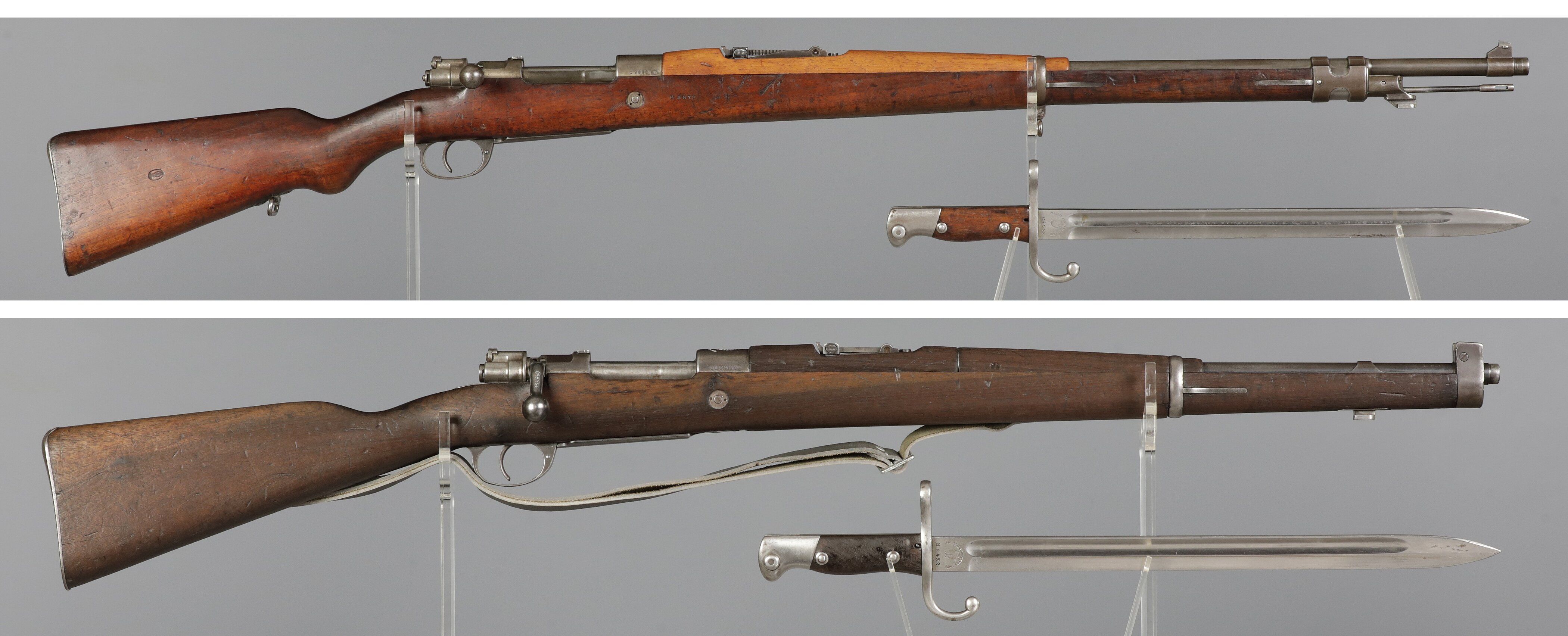 Two Argentine Mauser Pattern Bolt Action Rifles with Bayonets | Rock ...
