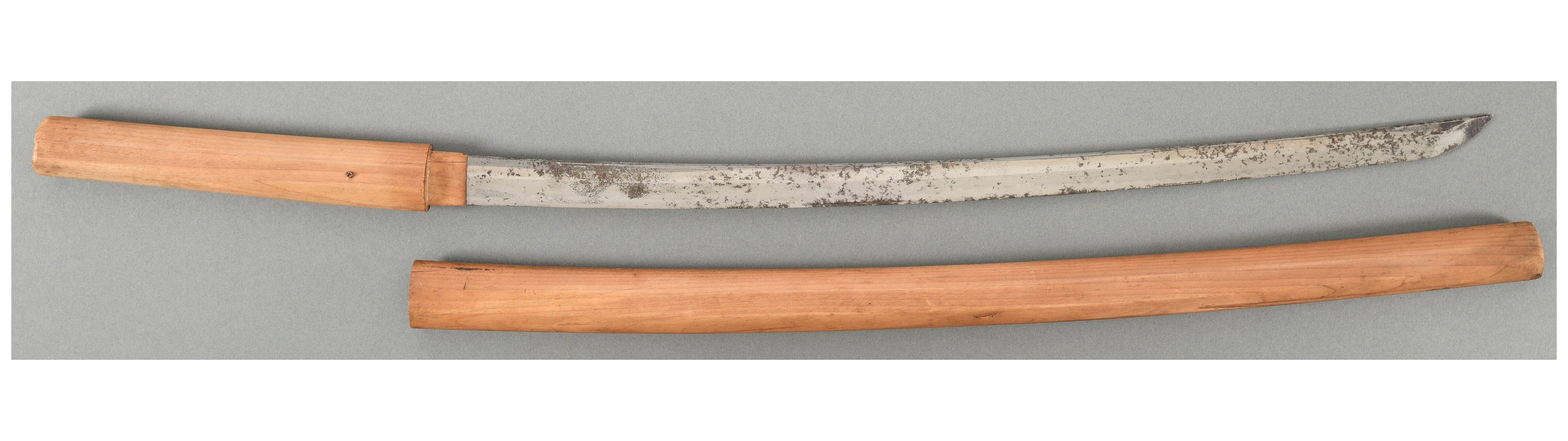 Signed Japanese Katana Length Blade with Shirasaya Fittings | Rock ...