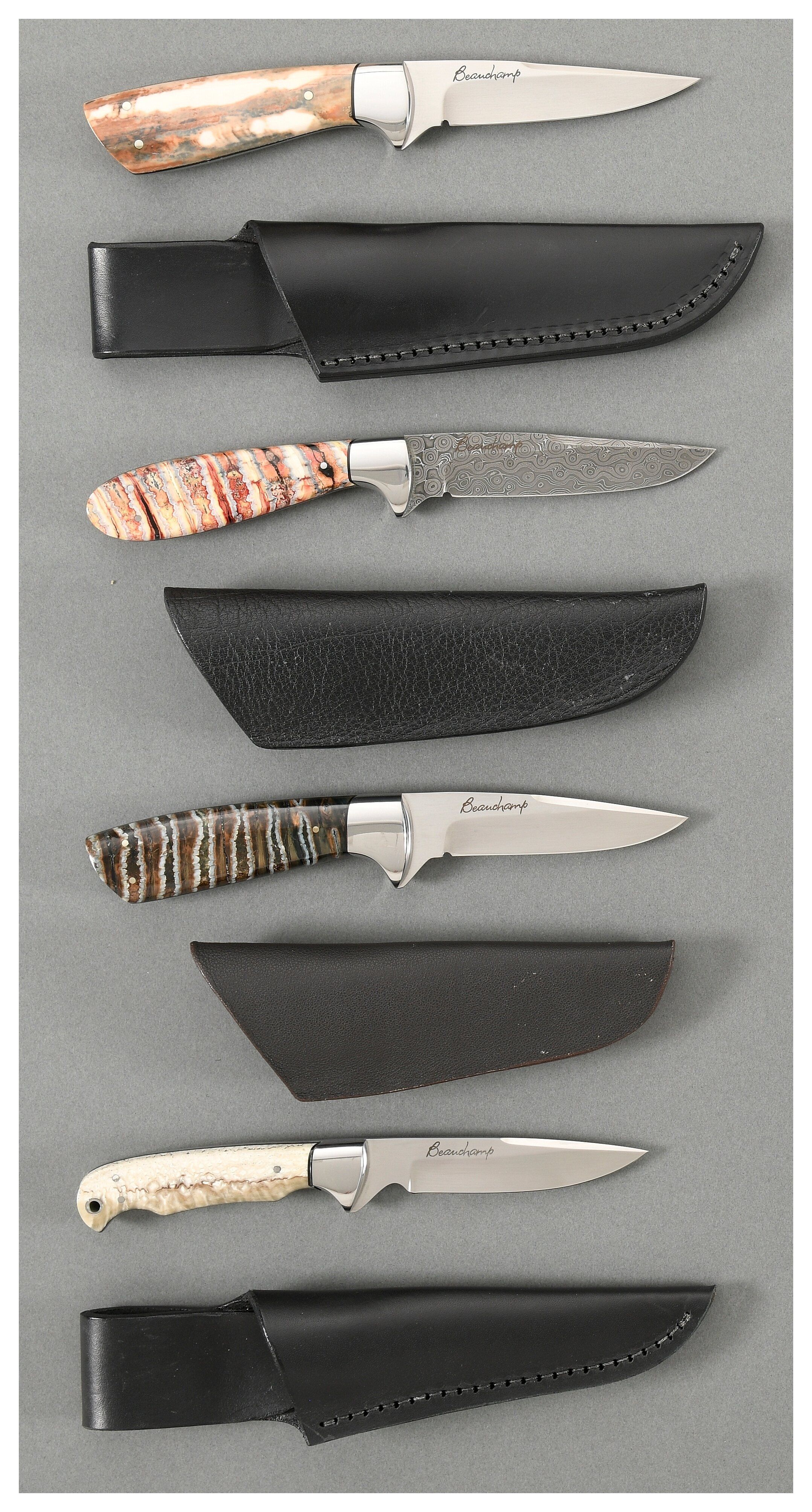 Four Beauchamp Knives with Mammoth Ivory Grips and Sheaths | Rock ...
