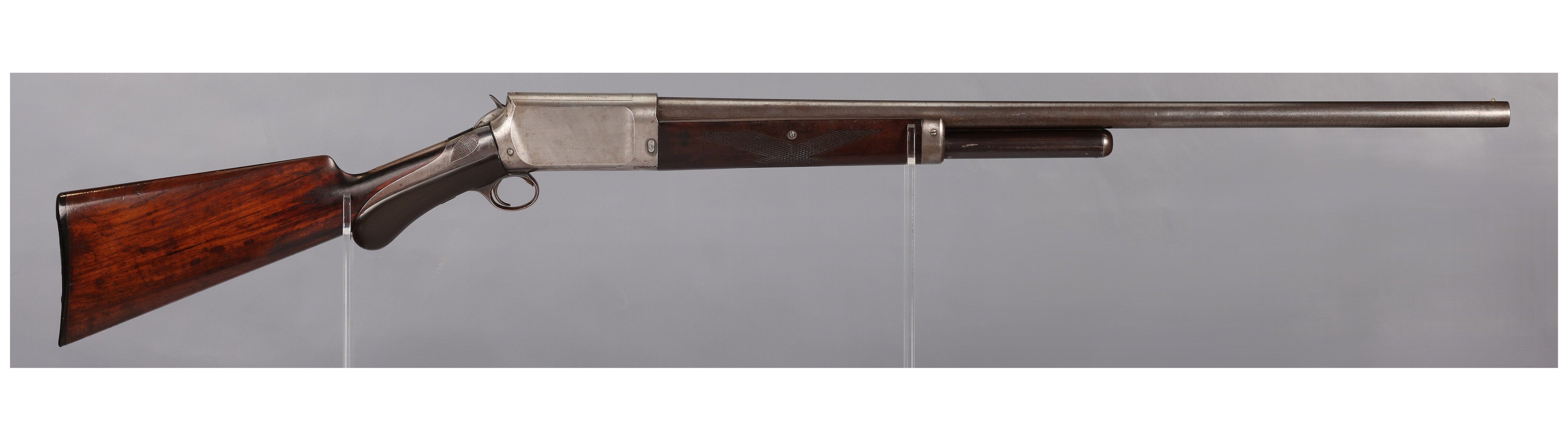 Scarce Burgess Gun Co. Damascus Slide Action Shotgun | Rock Island Auction