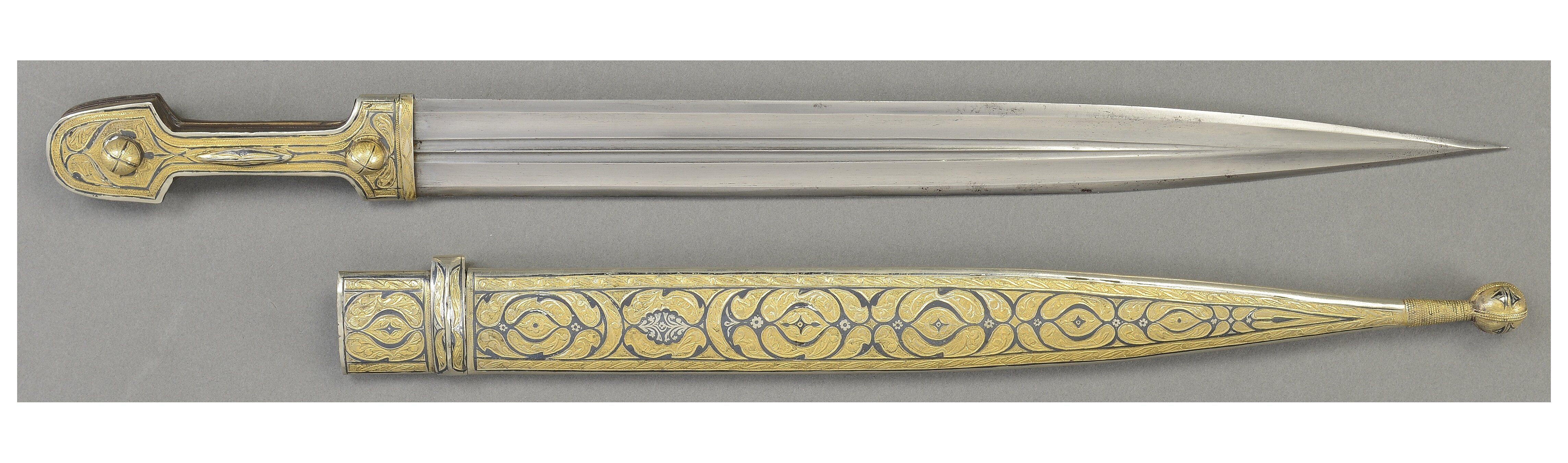 Silver and Gilt Accented Caucasian Qama Dagger | Rock Island Auction