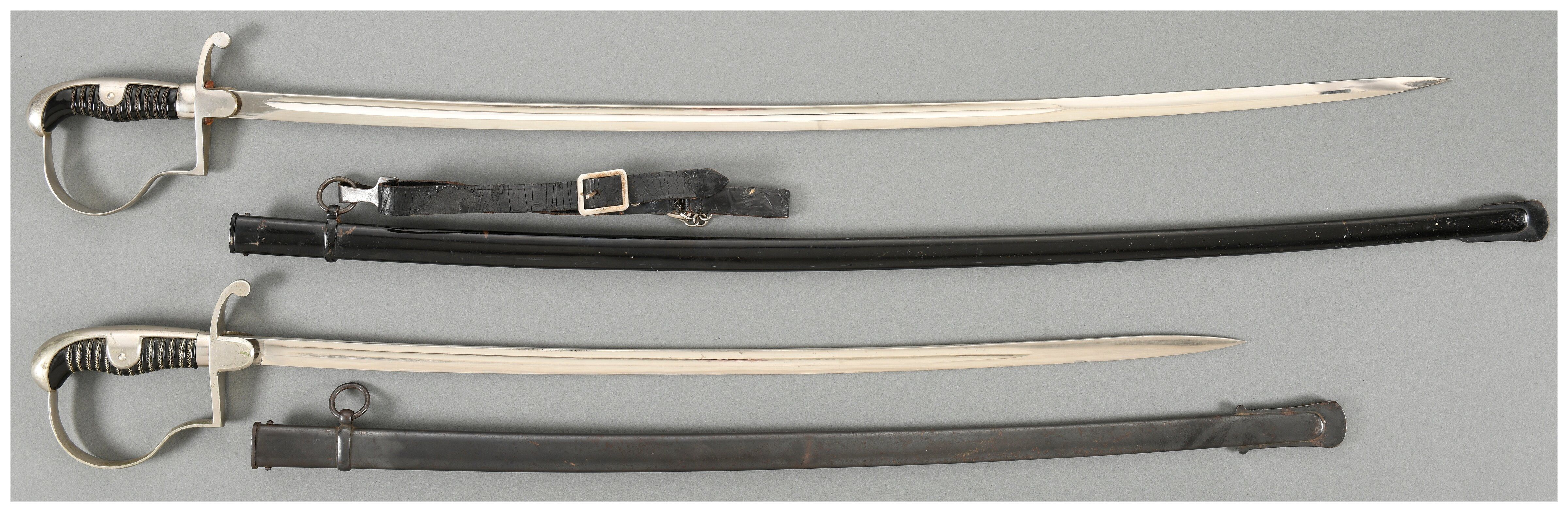 Two German Military Dove Head Swords with Scabbards | Rock Island Auction
