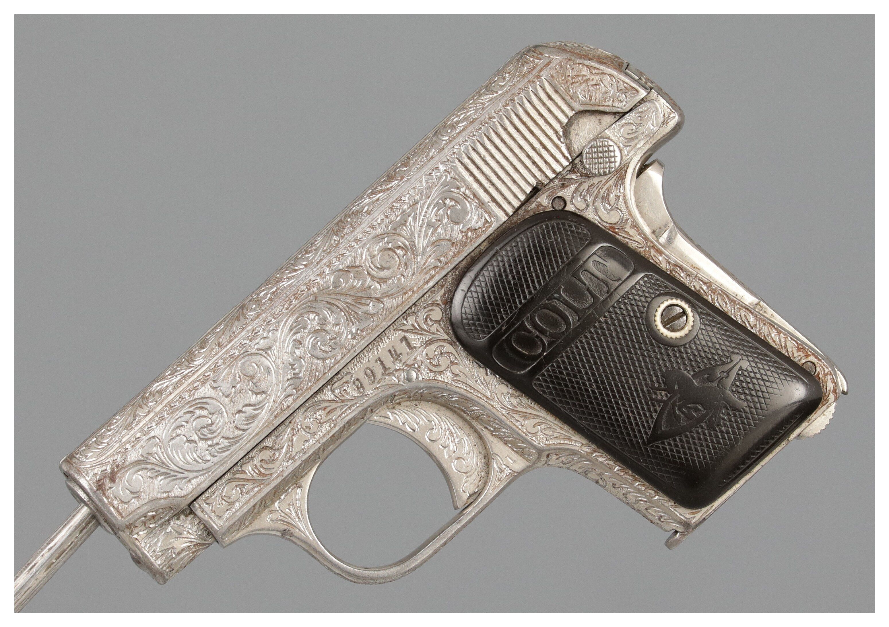 Engraved Colt Model 1908 Pocket Hammerless Semi-Automatic Pistol | Rock ...
