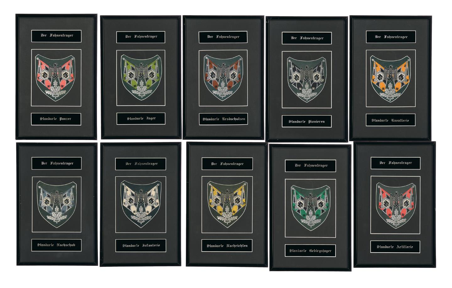 Excellent Set of Ten Framed Nazi Standard Bearer Patches | Rock Island ...